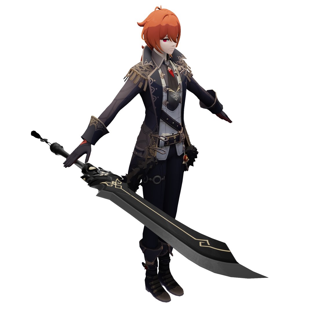 modèle 3D de Diluc de Genshin Impact avec prototype - TurboSquid 1798632