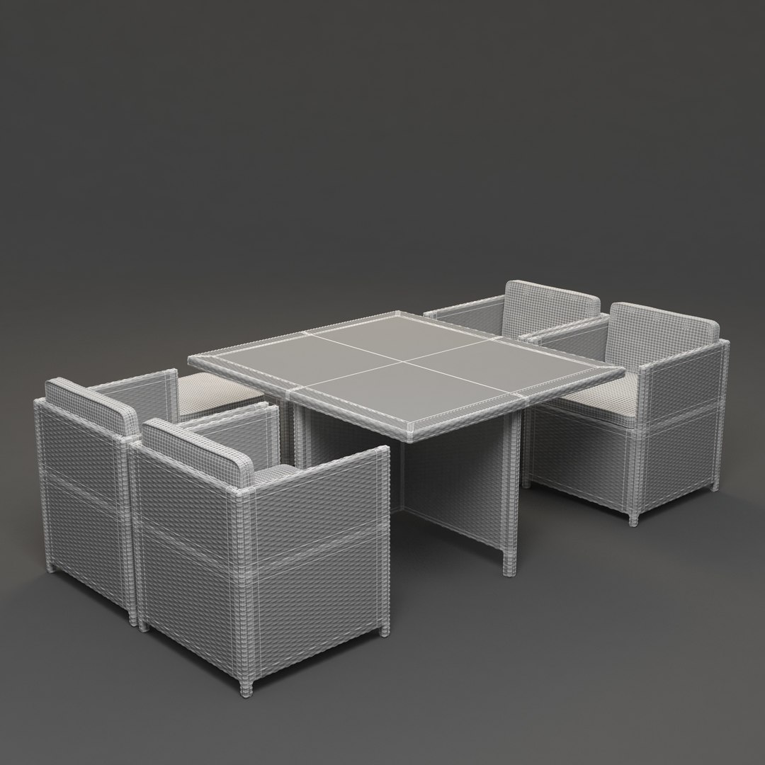Furniture Set Rattan 3d Model