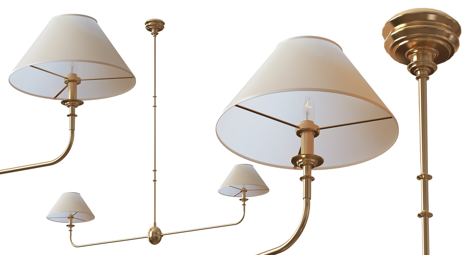 Piaf Large Two Light Linear Pendant 3D Model - TurboSquid 2124117