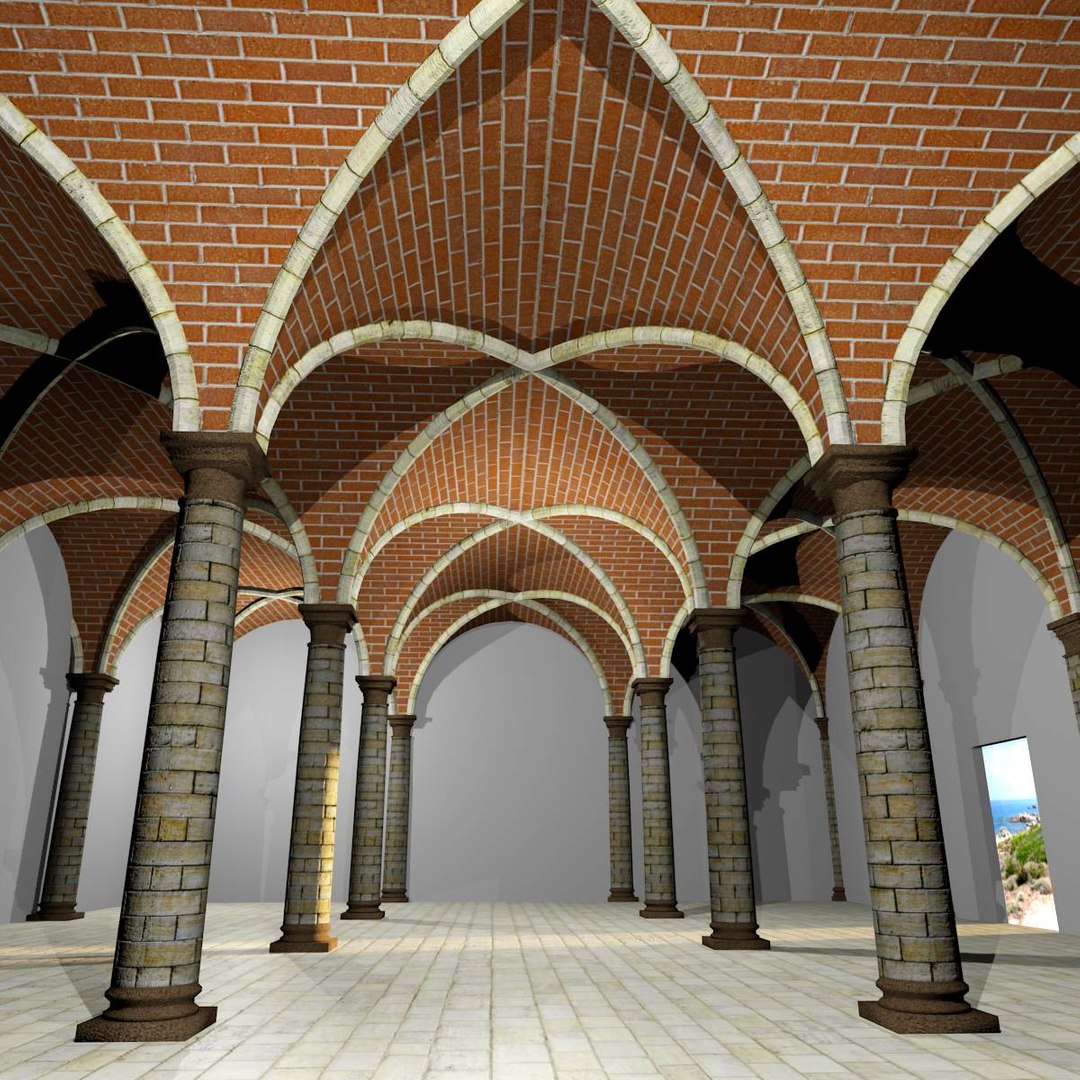 3d Model Of Romanic Vaulting Column Spacings