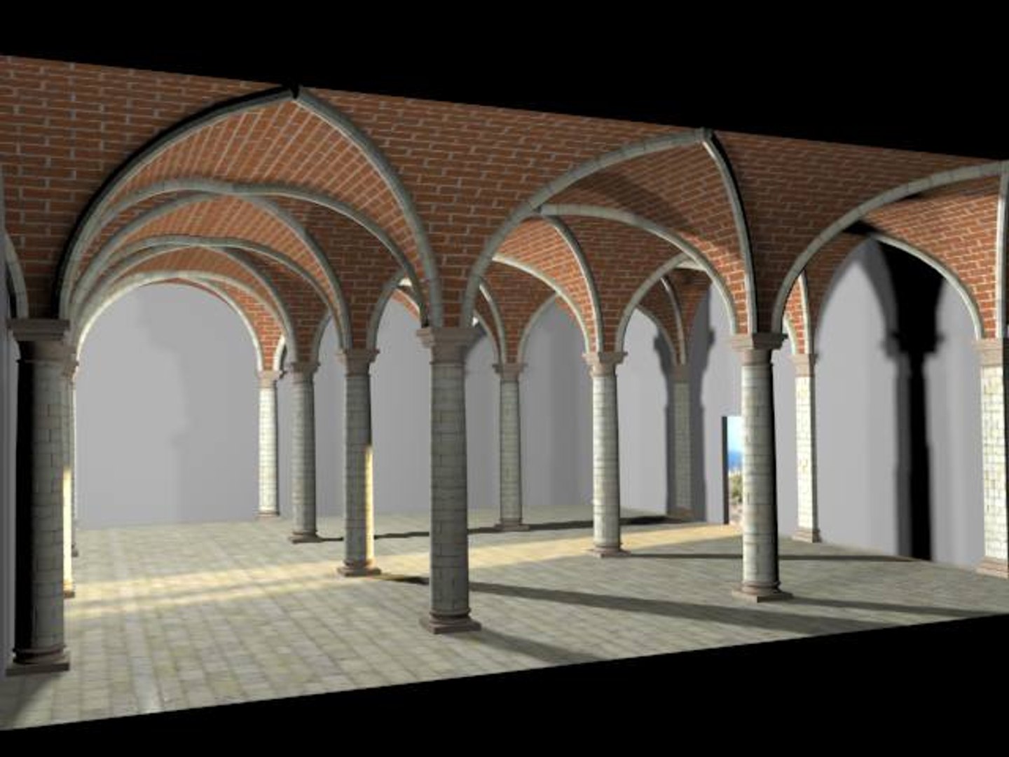 3d Model Of Romanic Vaulting Column Spacings