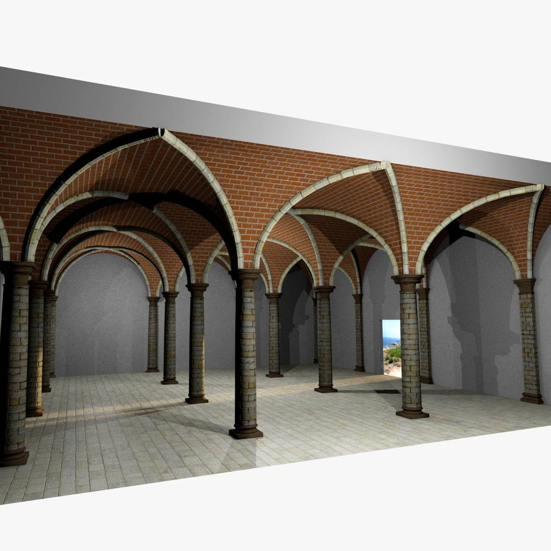 3d Model Of Romanic Vaulting Column Spacings