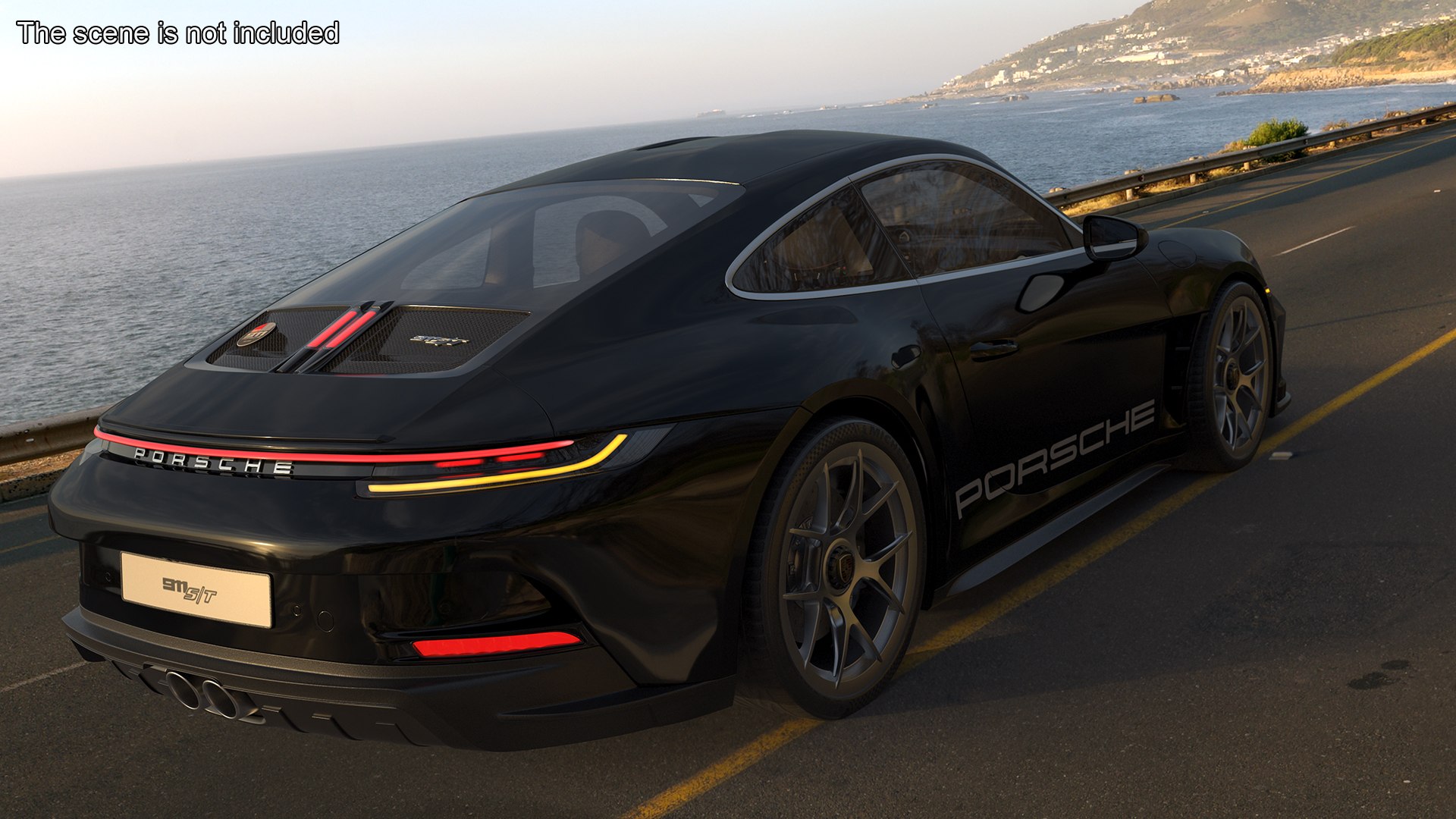 Sport Car Porsche 911 2024 Black Simplified Rigged For Cinema 4D Model ...