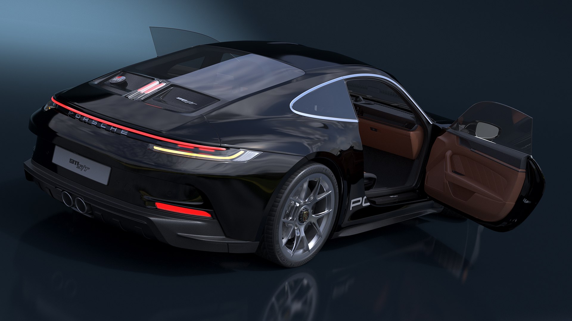 Sport Car Porsche 911 2024 Black Simplified Rigged For Cinema 4D Model ...