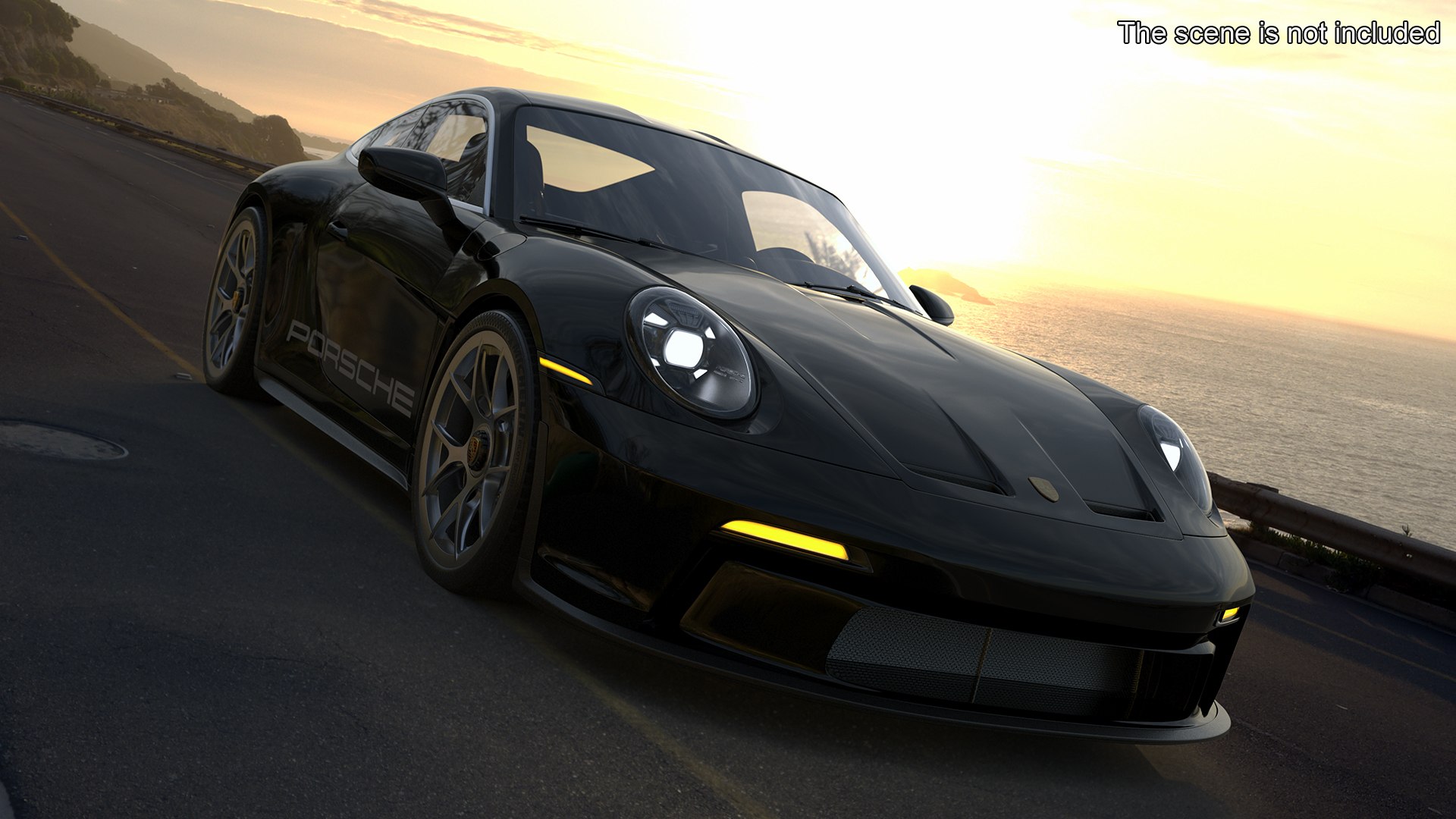 Sport Car Porsche 911 2024 Black Simplified Rigged For Cinema 4D Model ...