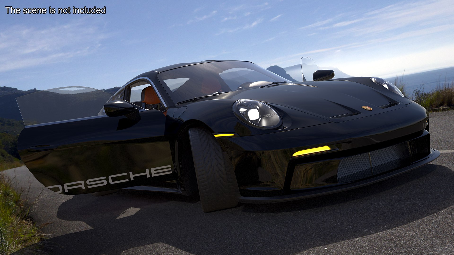 Sport Car Porsche 911 2024 Black Simplified Rigged For Cinema 4D Model ...
