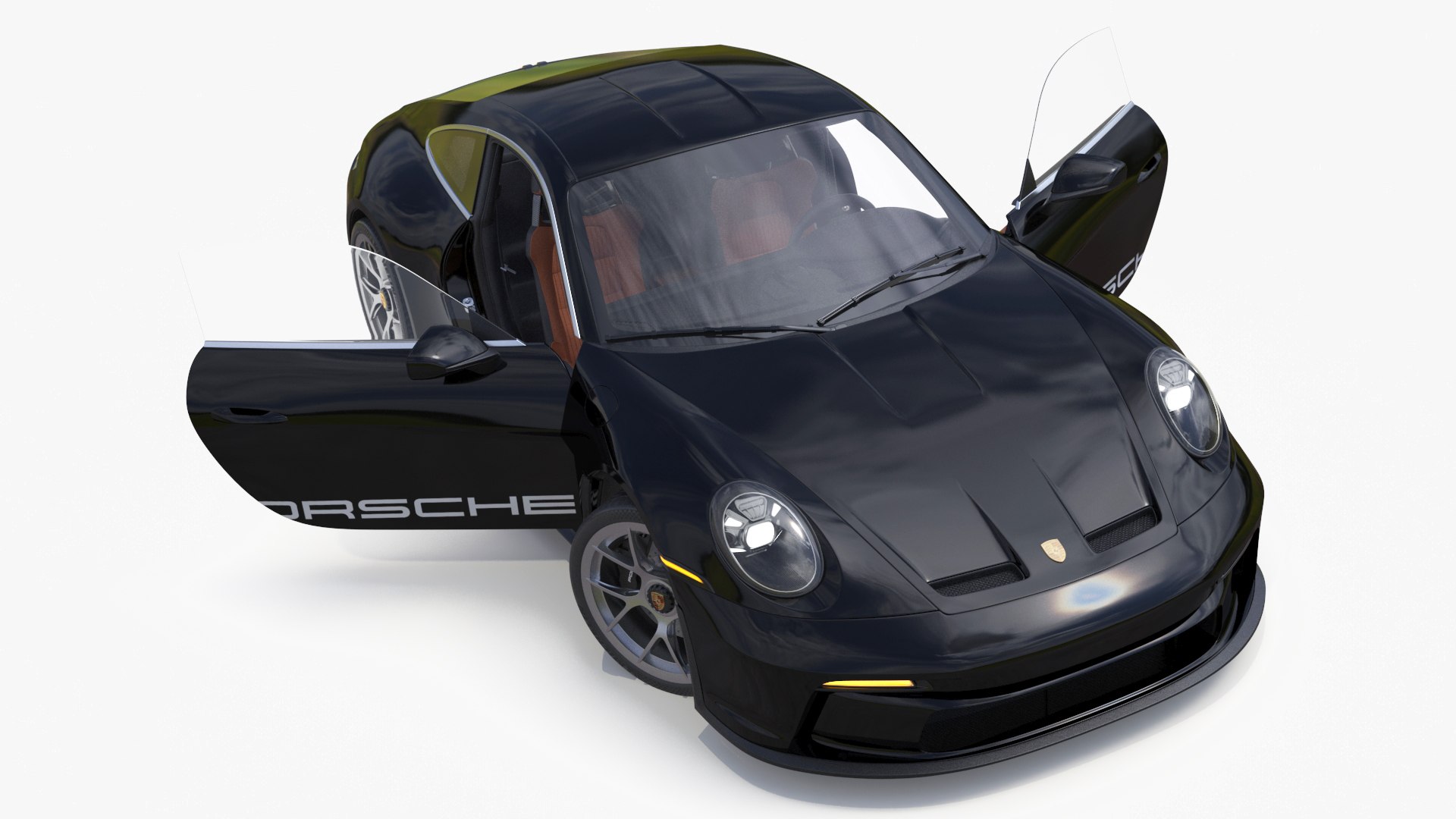 Sport Car Porsche 911 2024 Black Simplified Rigged For Cinema 4D Model ...