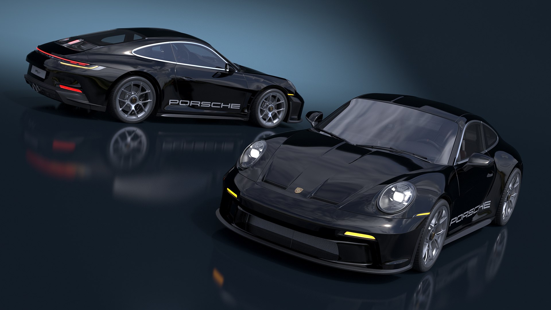 Sport Car Porsche 911 2024 Black Simplified Rigged For Cinema 4D Model ...