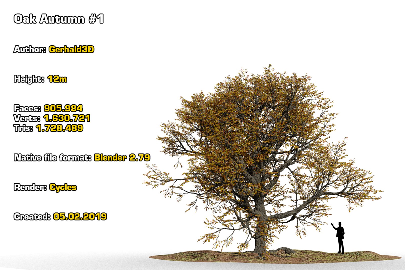 Oak Autumn 1 Tree 3D Model - TurboSquid 1375164