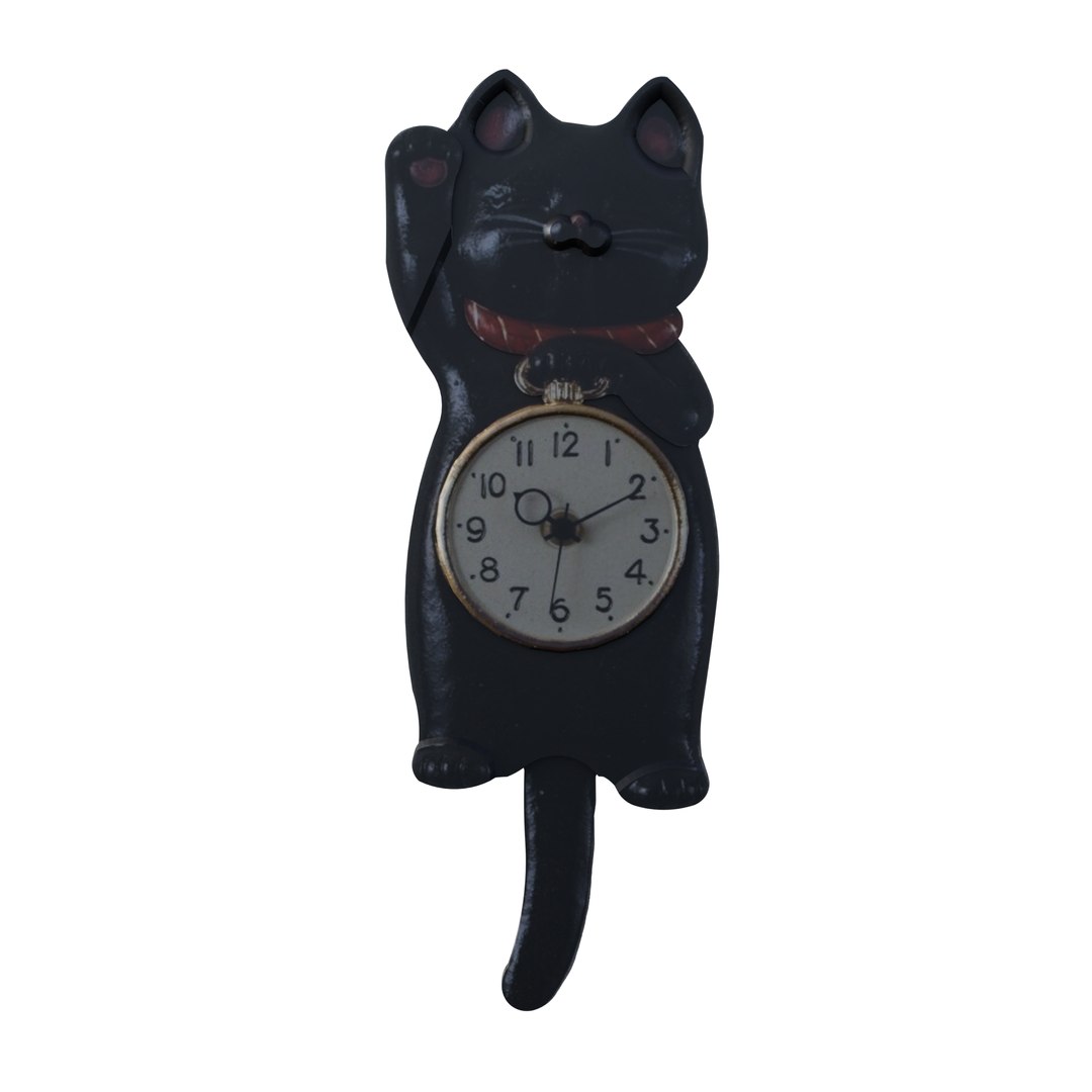 3D Kitten Clock Model - TurboSquid 2331029