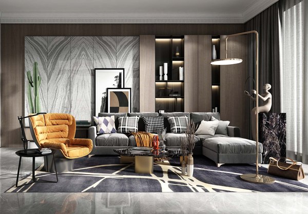 modelo 3d Sala de estar moderna de estilo lujoso. - TurboSquid 2124211