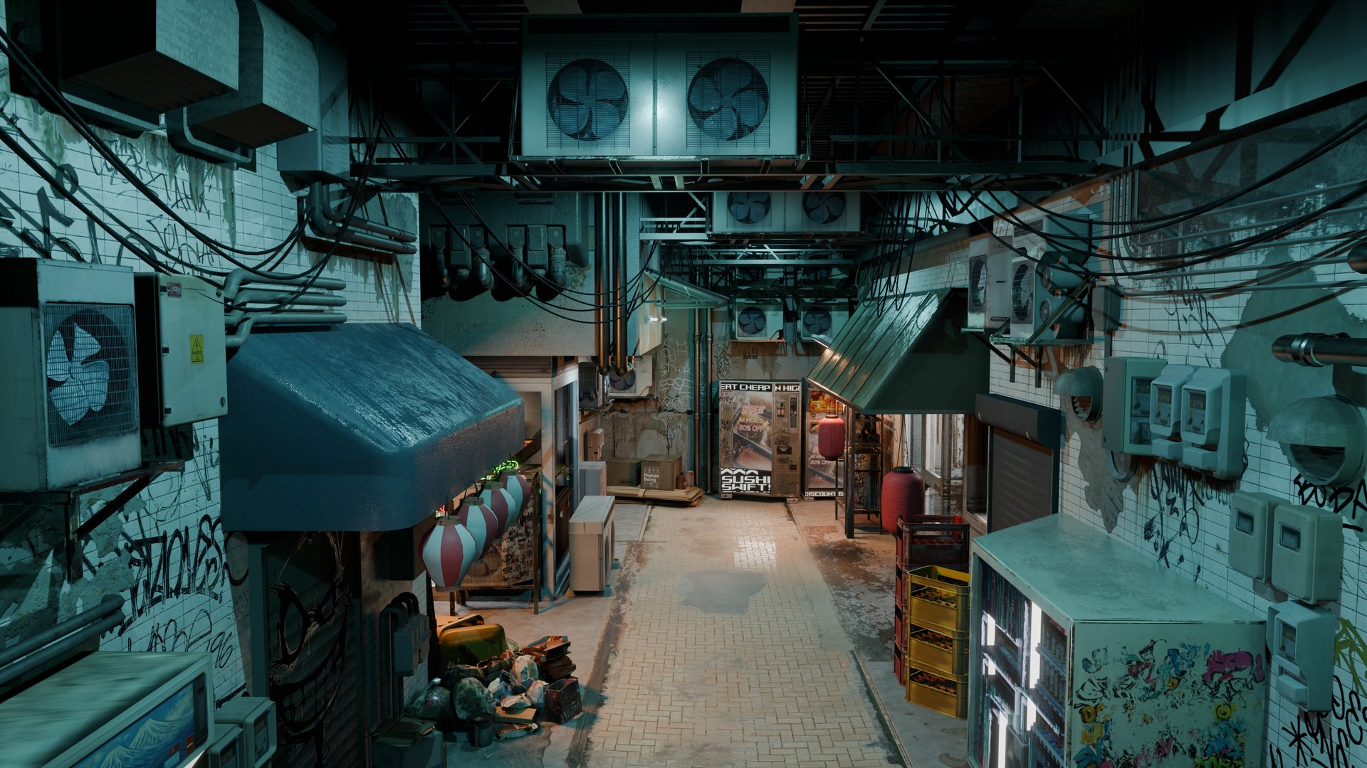 Cyberpunk Underground Bazaar 3D Model - TurboSquid 2259606