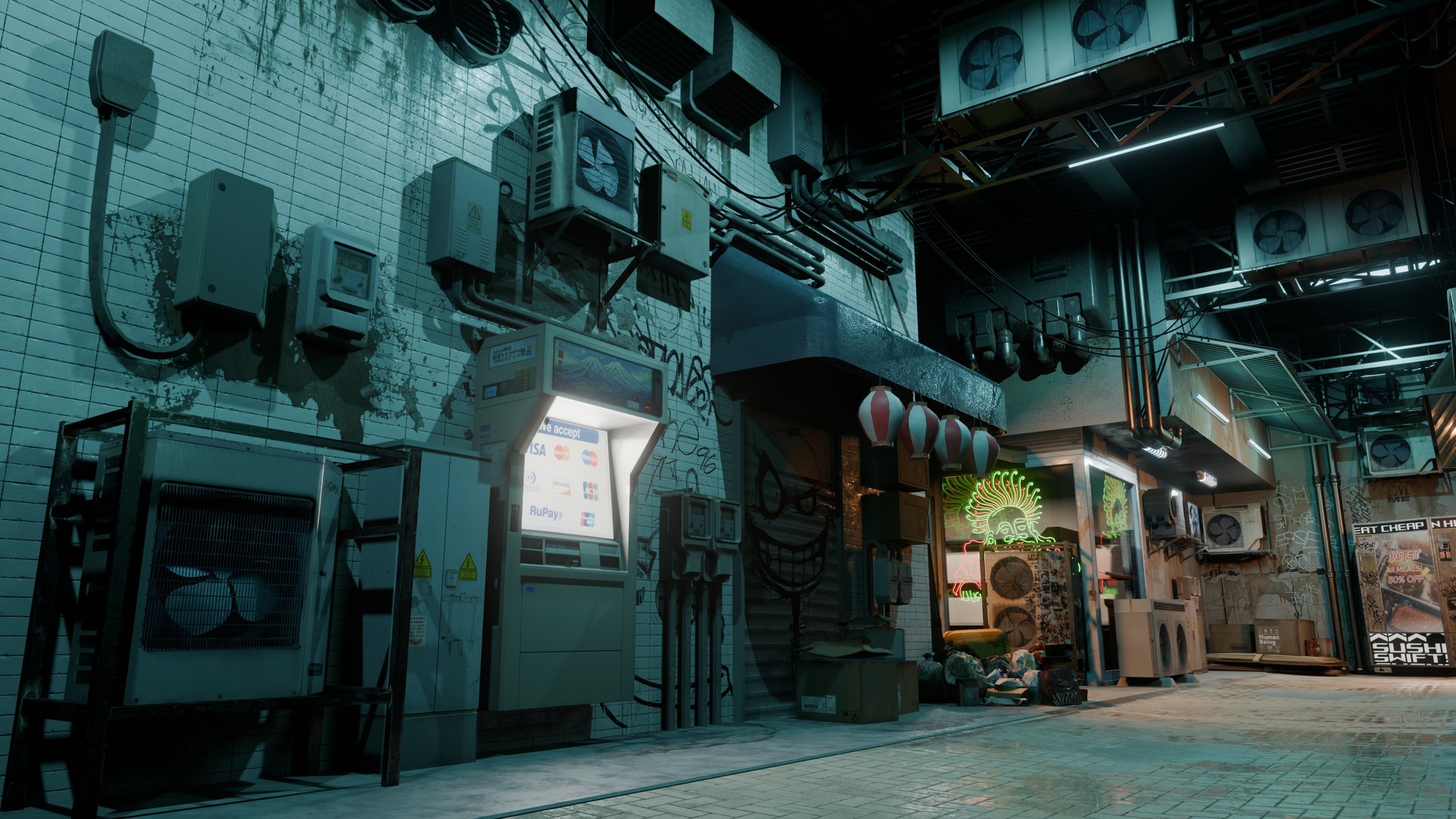 Cyberpunk Underground Bazaar 3D Model - TurboSquid 2259606