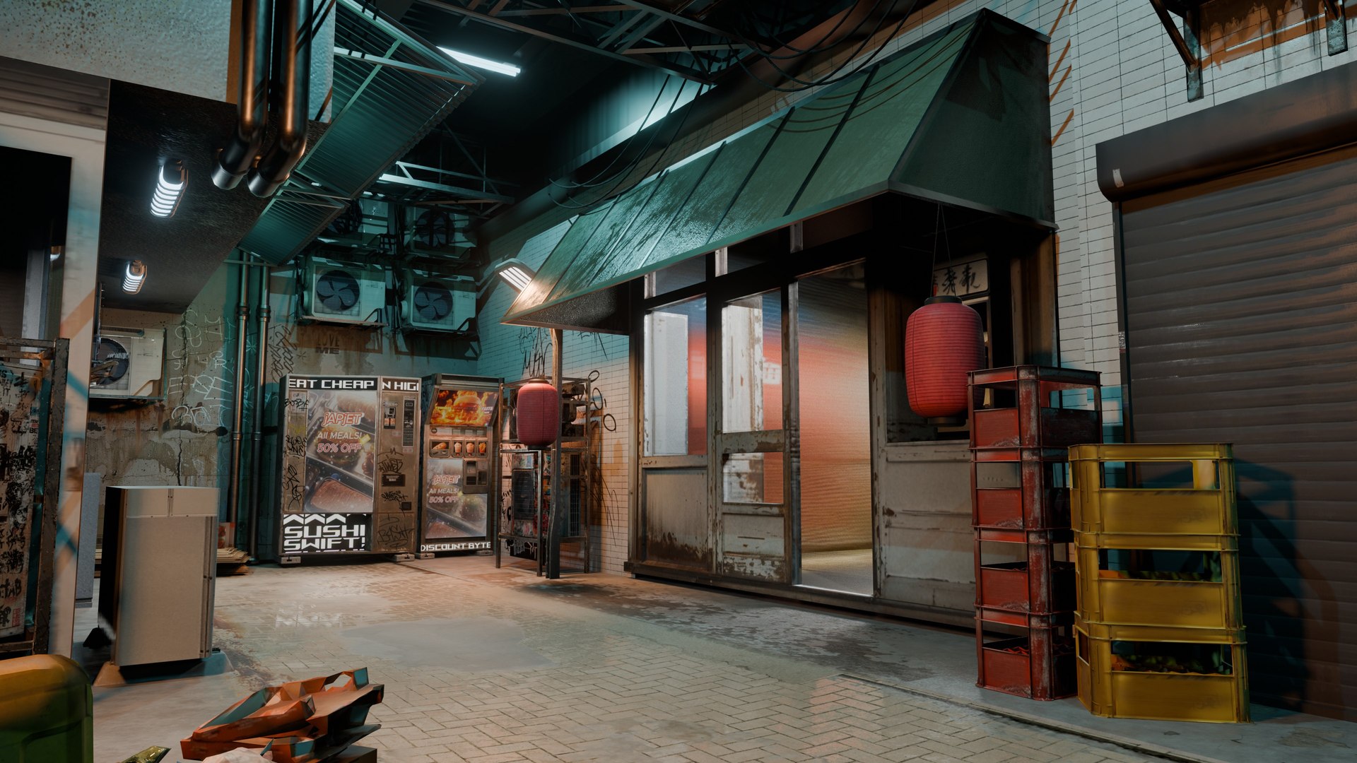 Cyberpunk Underground Bazaar 3D Model - TurboSquid 2259606