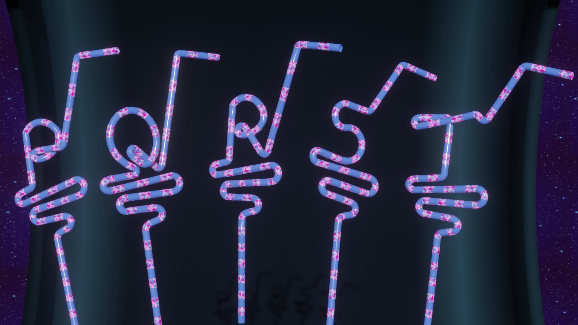 3D Crazy Straw Letter N - TurboSquid 1801301