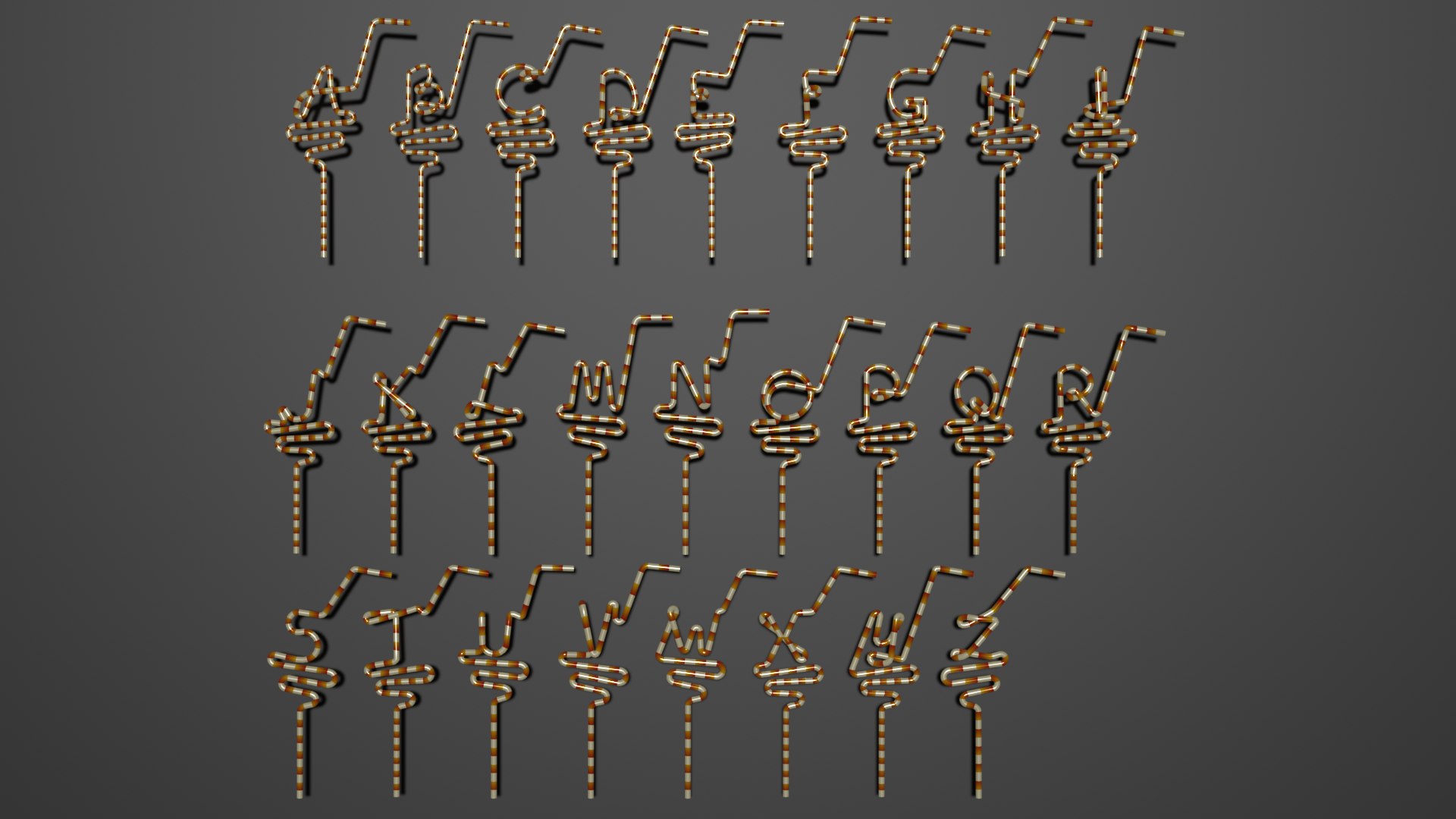 3D Crazy Straw Letter N - TurboSquid 1801301