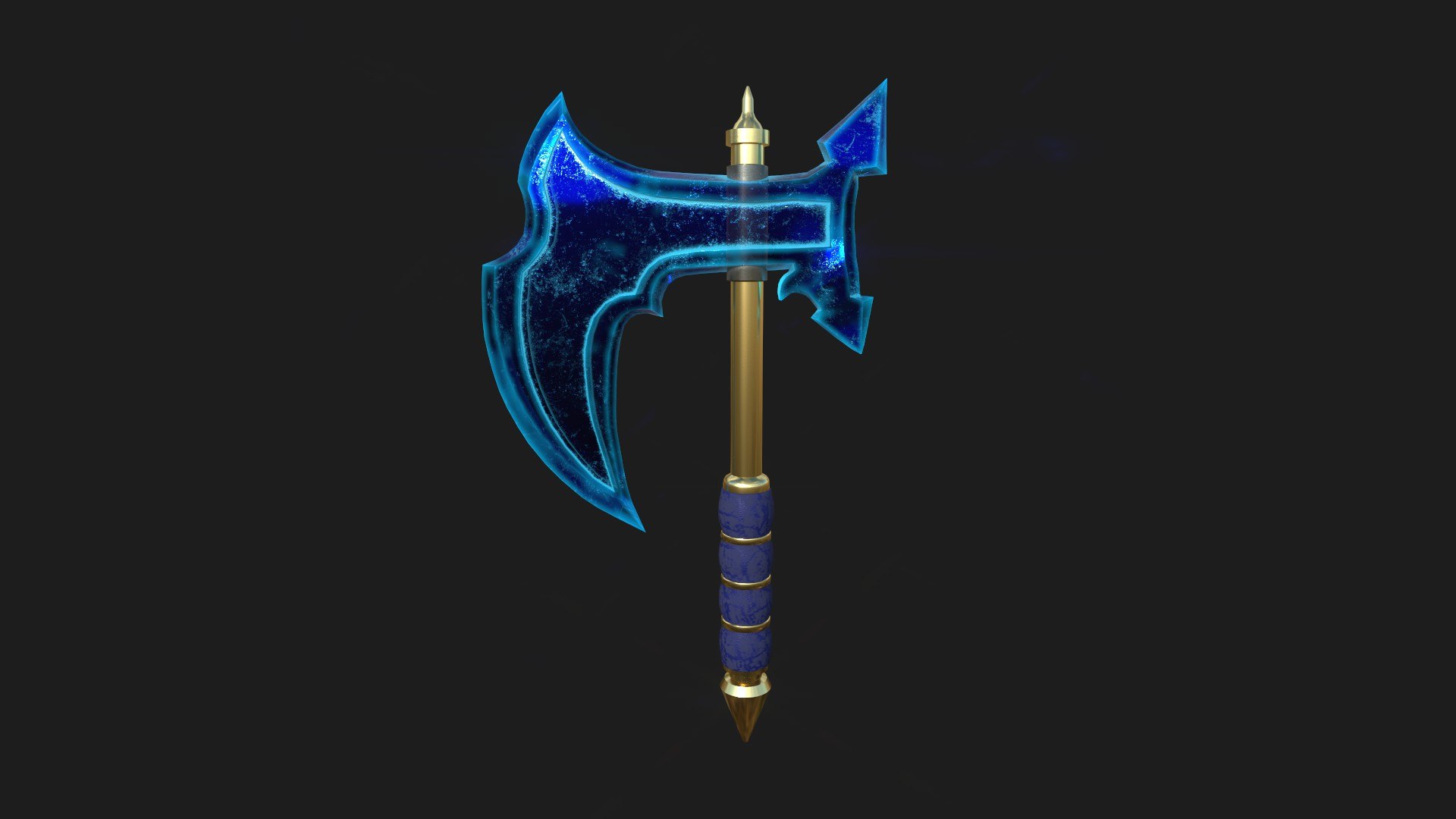 3D Model Medieval Battle Axe 03 Transparent Blue - Fantasy Weaponry ...