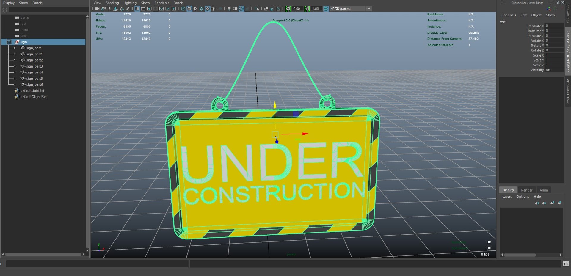 3d protection sign model