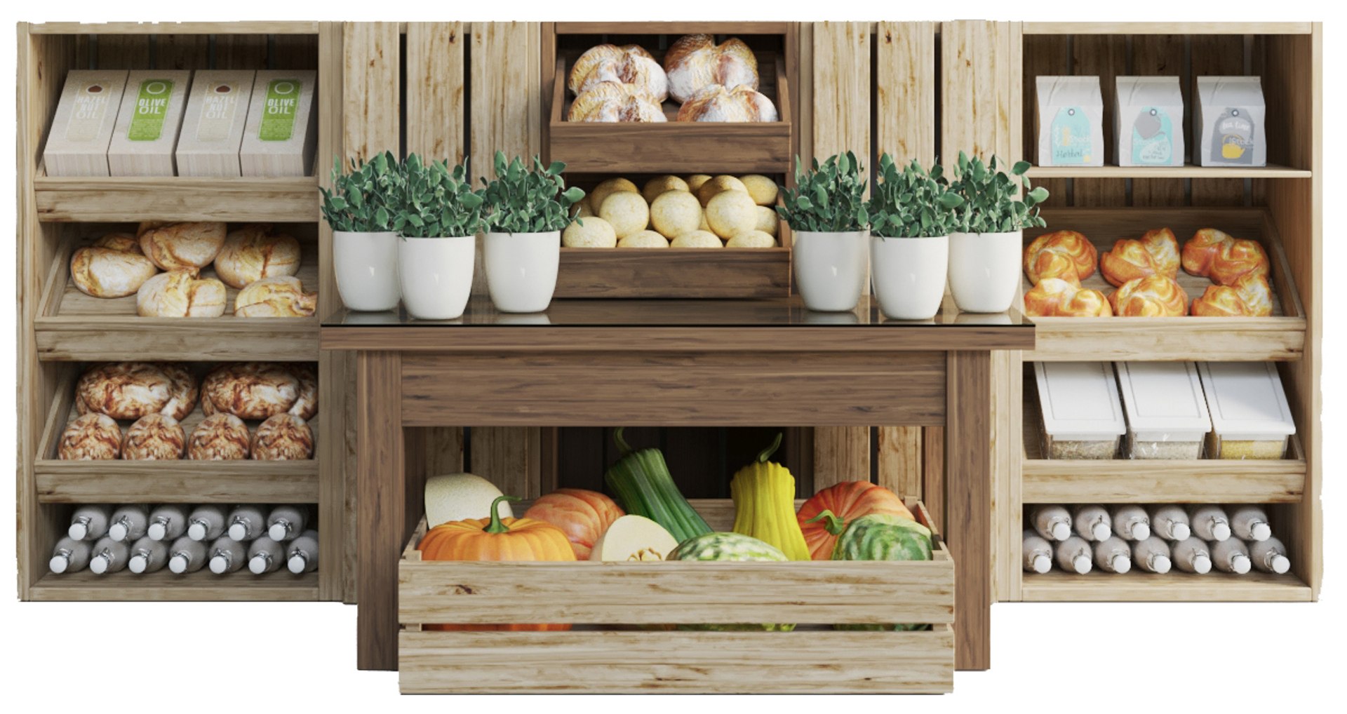 3D Model Showcase With Groceries In The Market Or In The Supermarket ...