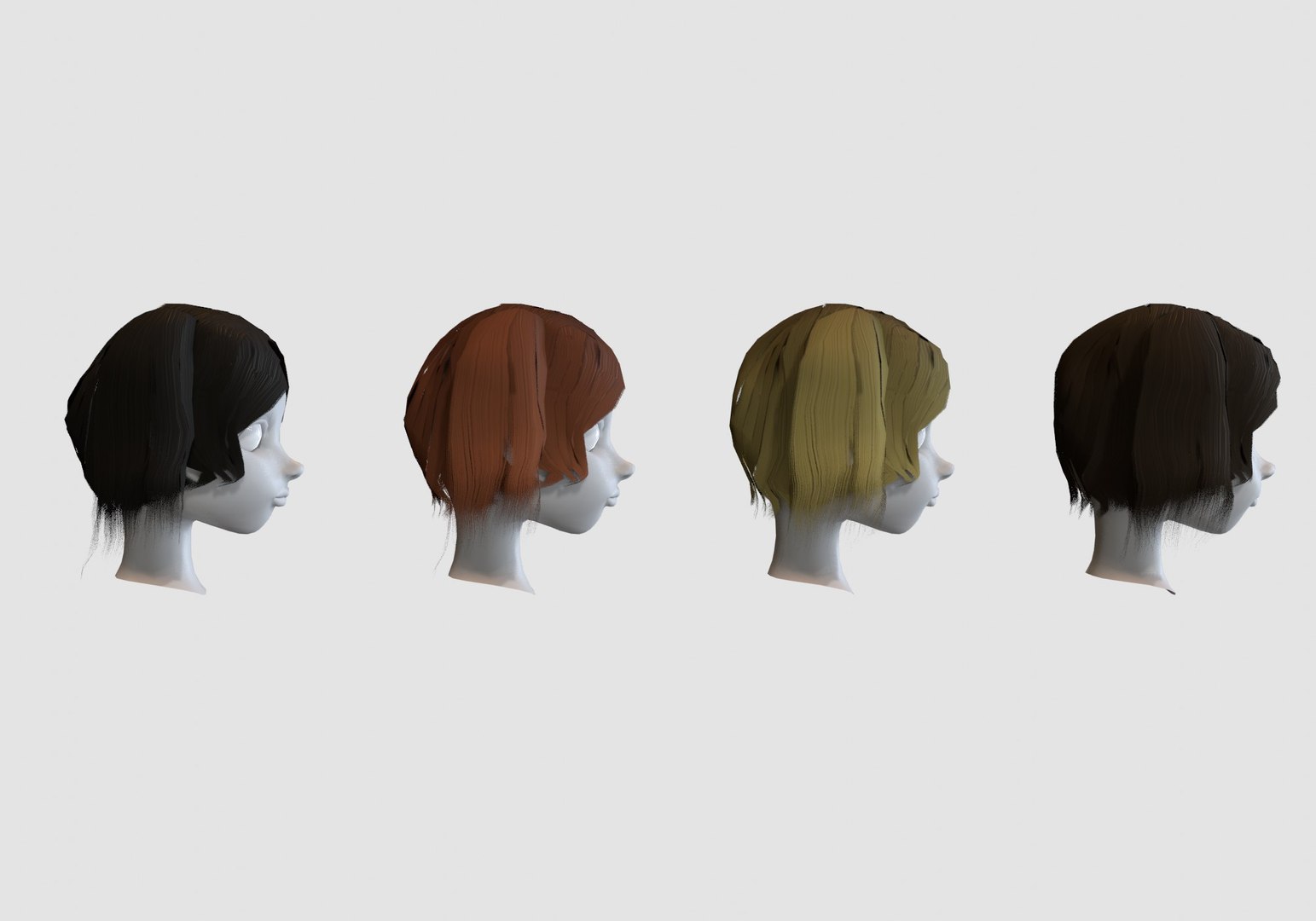 Hairstyle in 4 colors 3D - TurboSquid 1899403