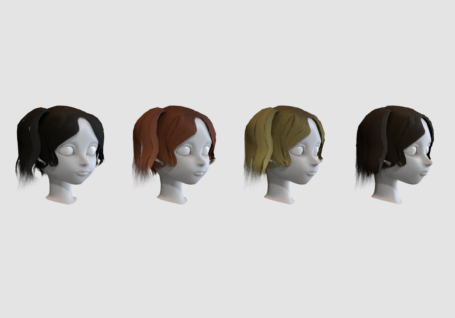 Hairstyle in 4 colors 3D - TurboSquid 1899403
