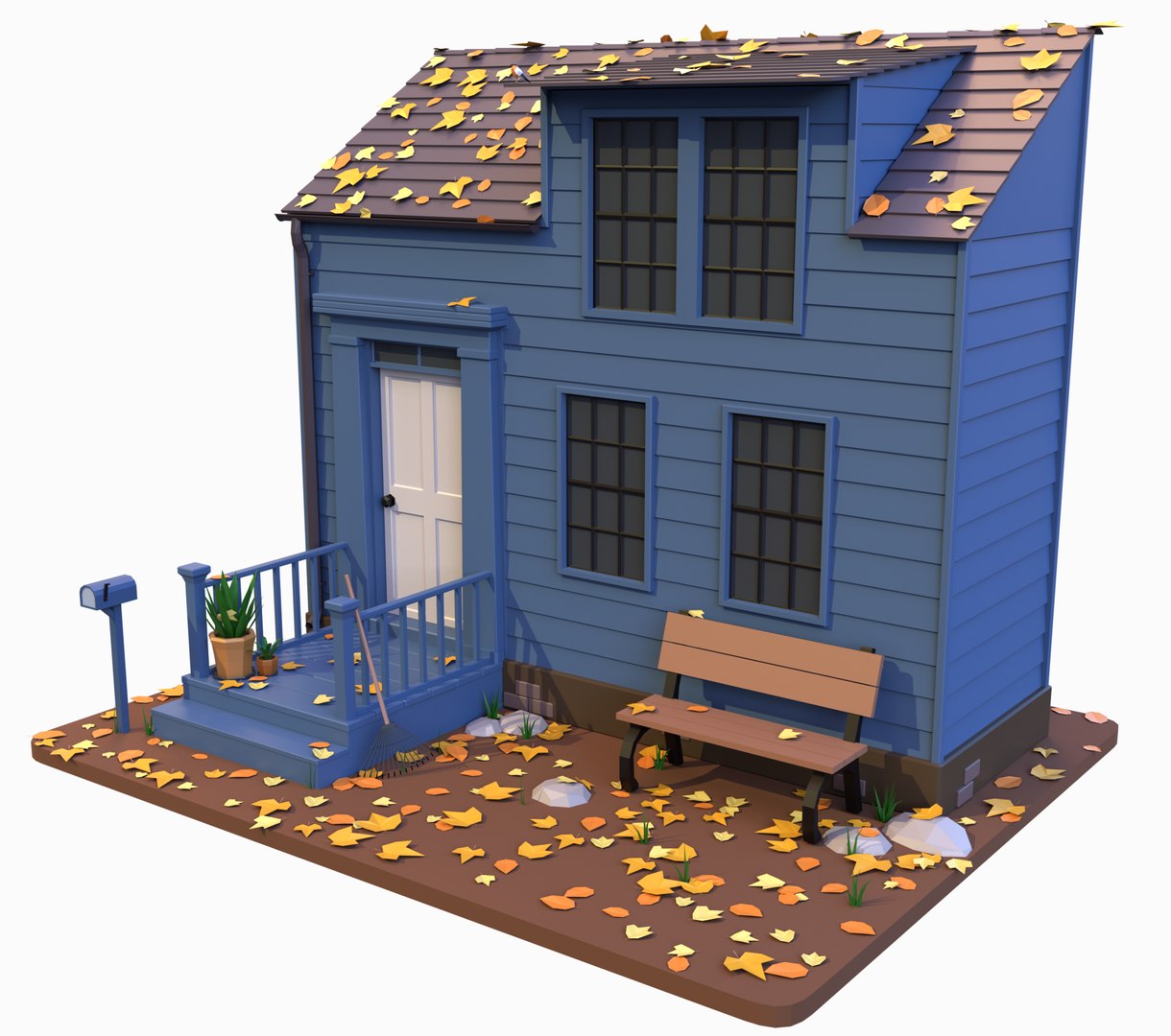 3D Cartoon Low Poly Blue House model 3D - TurboSquid 1722675