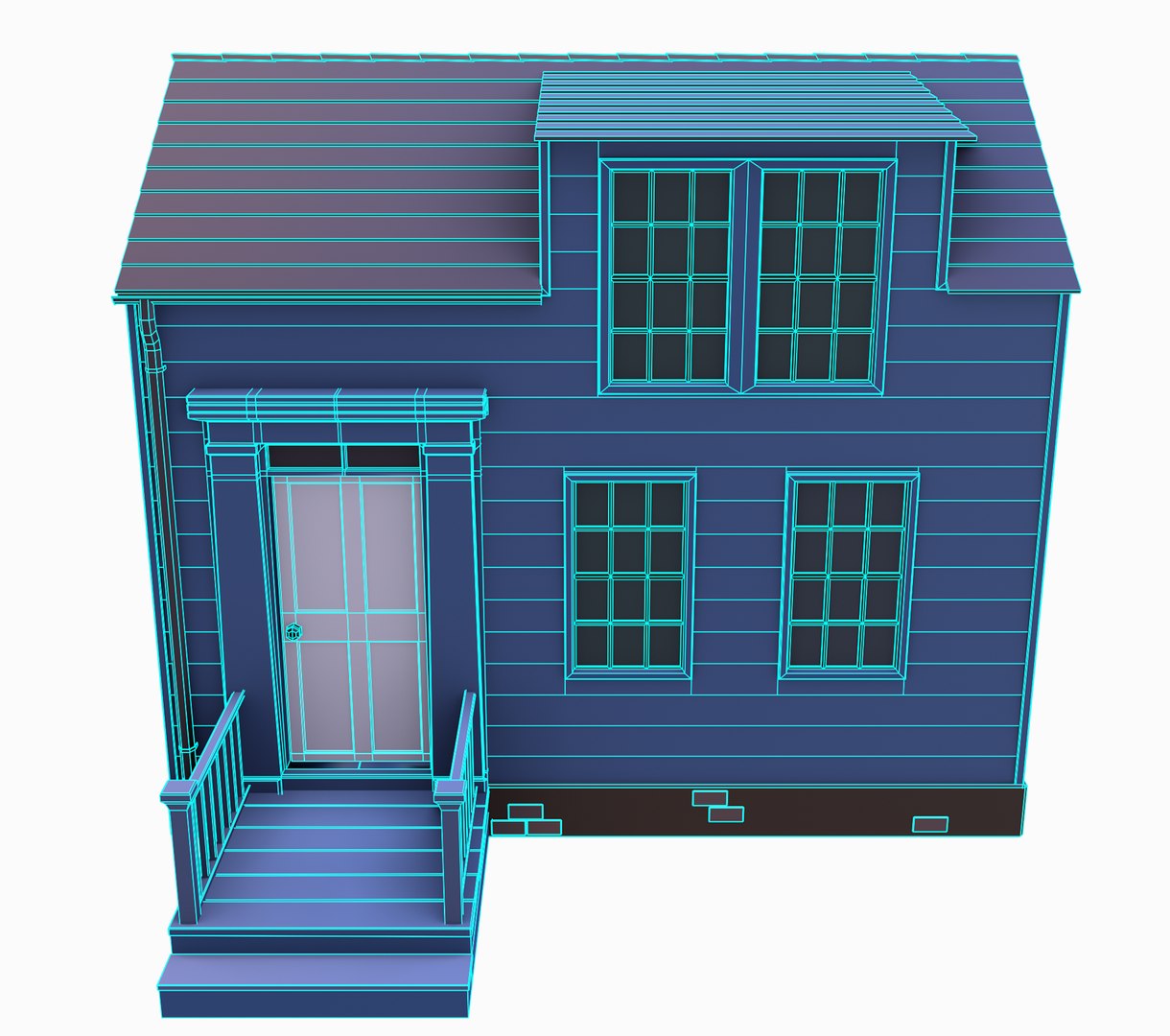 3D Cartoon Low Poly Blue House model 3D - TurboSquid 1722675