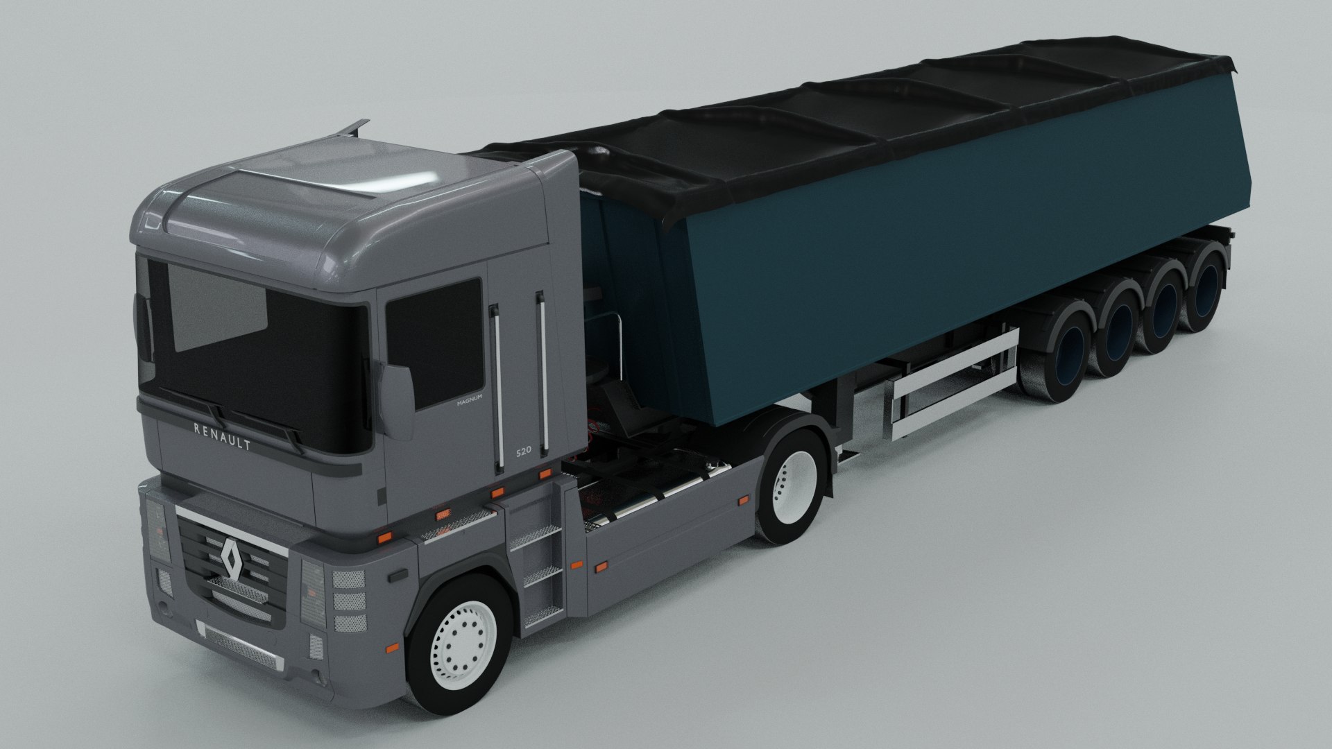 3D model TRUCK Renault MAGNUM 520 Grain-trailerFOR SUBDIV - TurboSquid 2023313