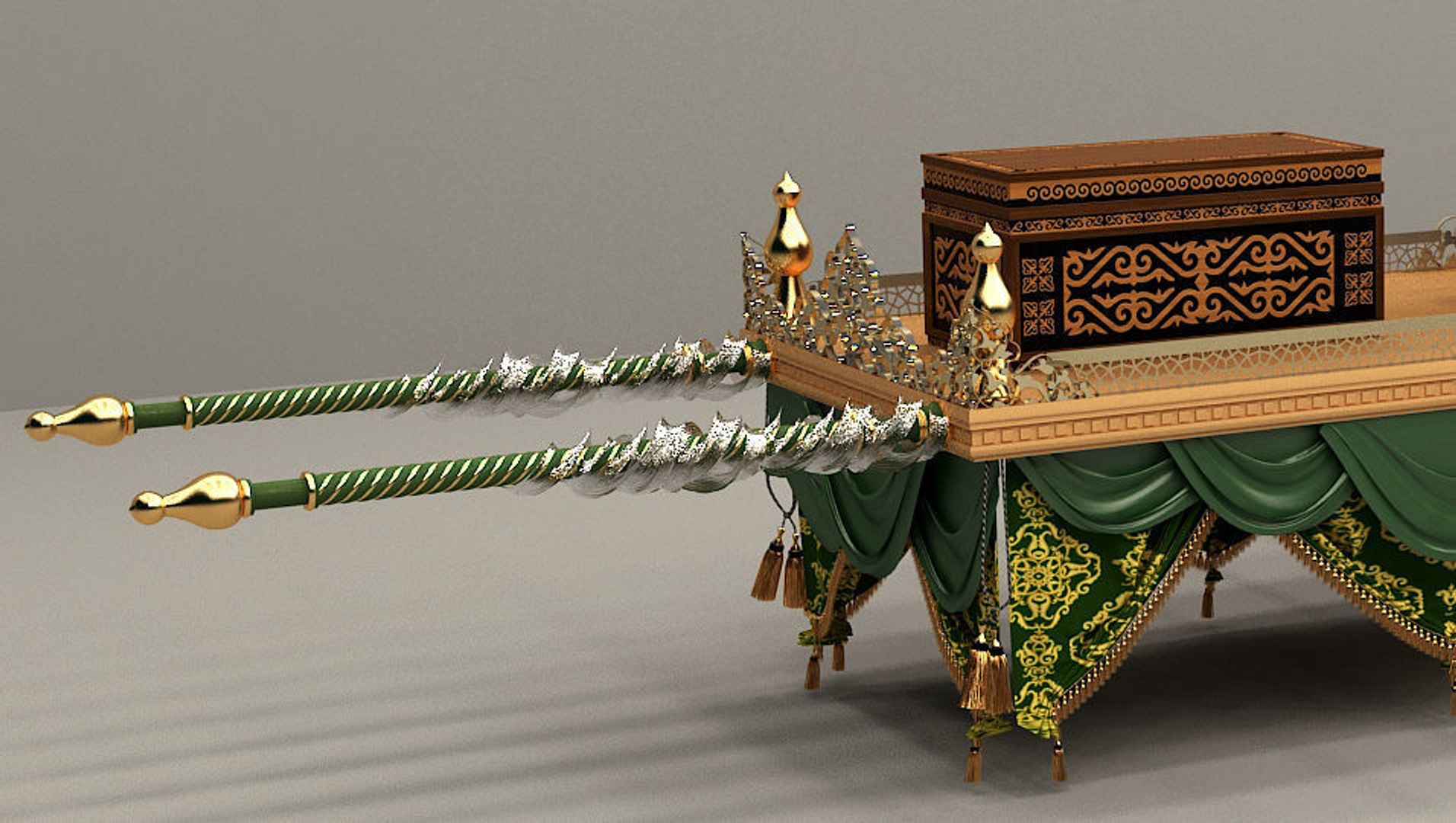 Palanquin 1 wooden cart with two boxes 3D model - TurboSquid 2180806