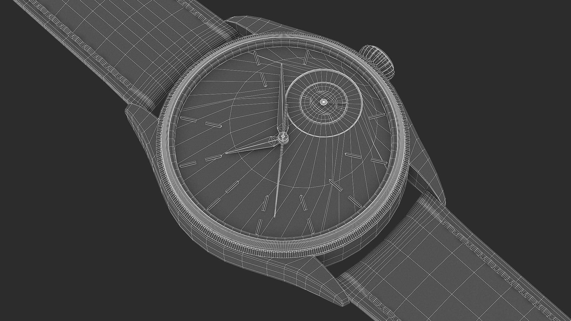 3D Chrono Classic Watch 1 Black Dial Open model - TurboSquid 2145378