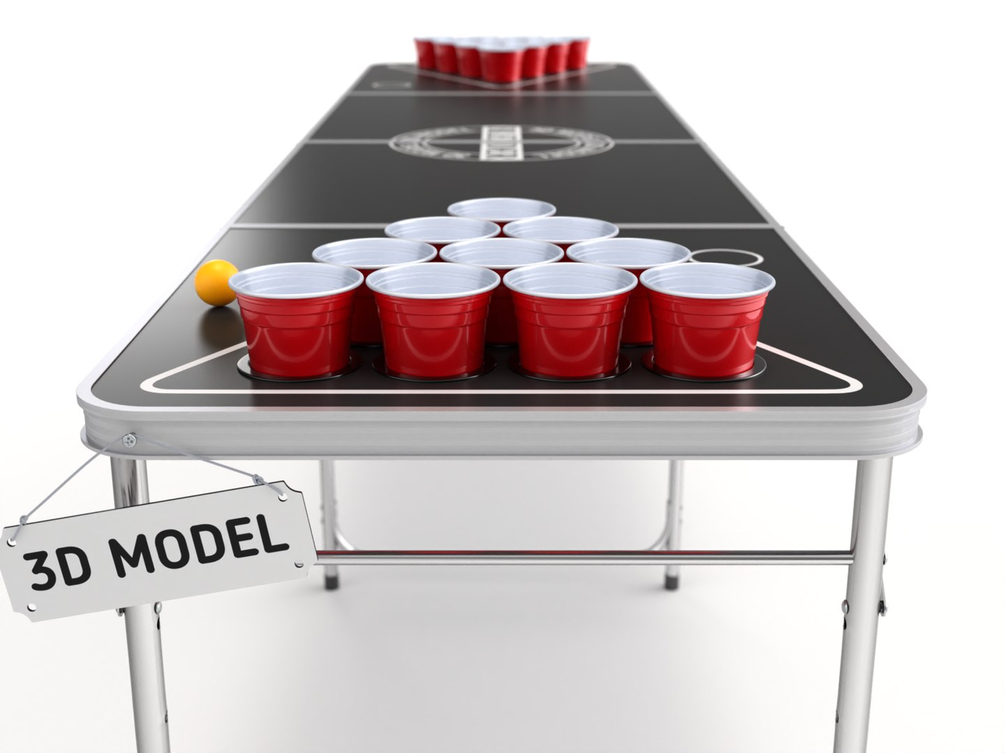 Beer Pong Table And Cups 3D Model - TurboSquid 2291101