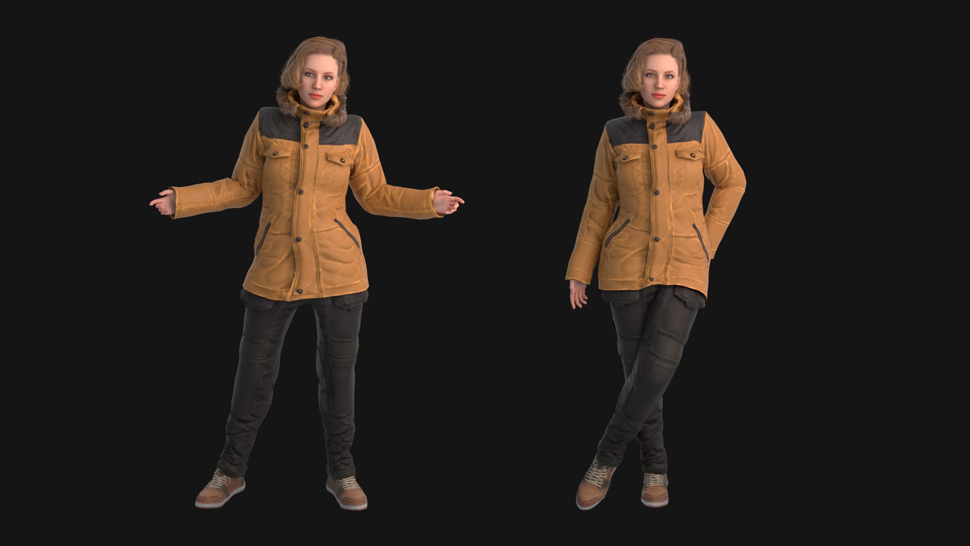 Pretty Woman In Down Jacket 3D Model - TurboSquid 2251488