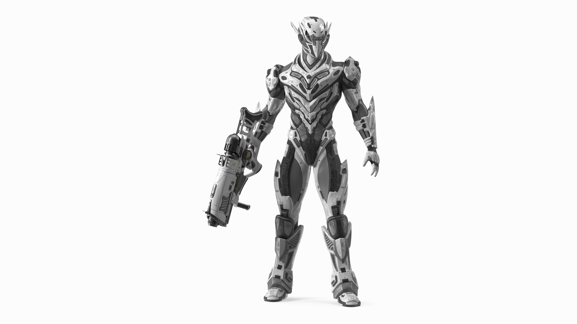 3D Sci-Fi Combat Robot Character With Weapon Model - TurboSquid 2268155