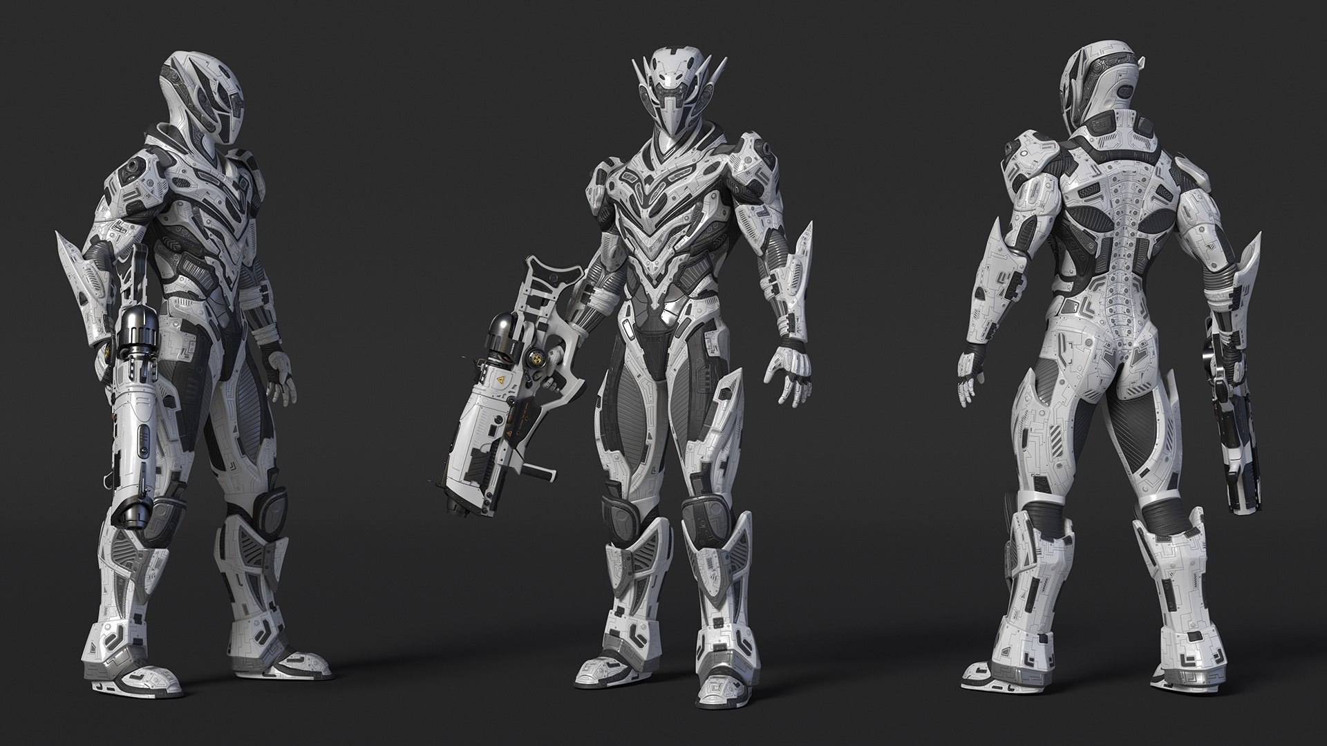 3D Sci-Fi Combat Robot Character With Weapon Model - TurboSquid 2268155