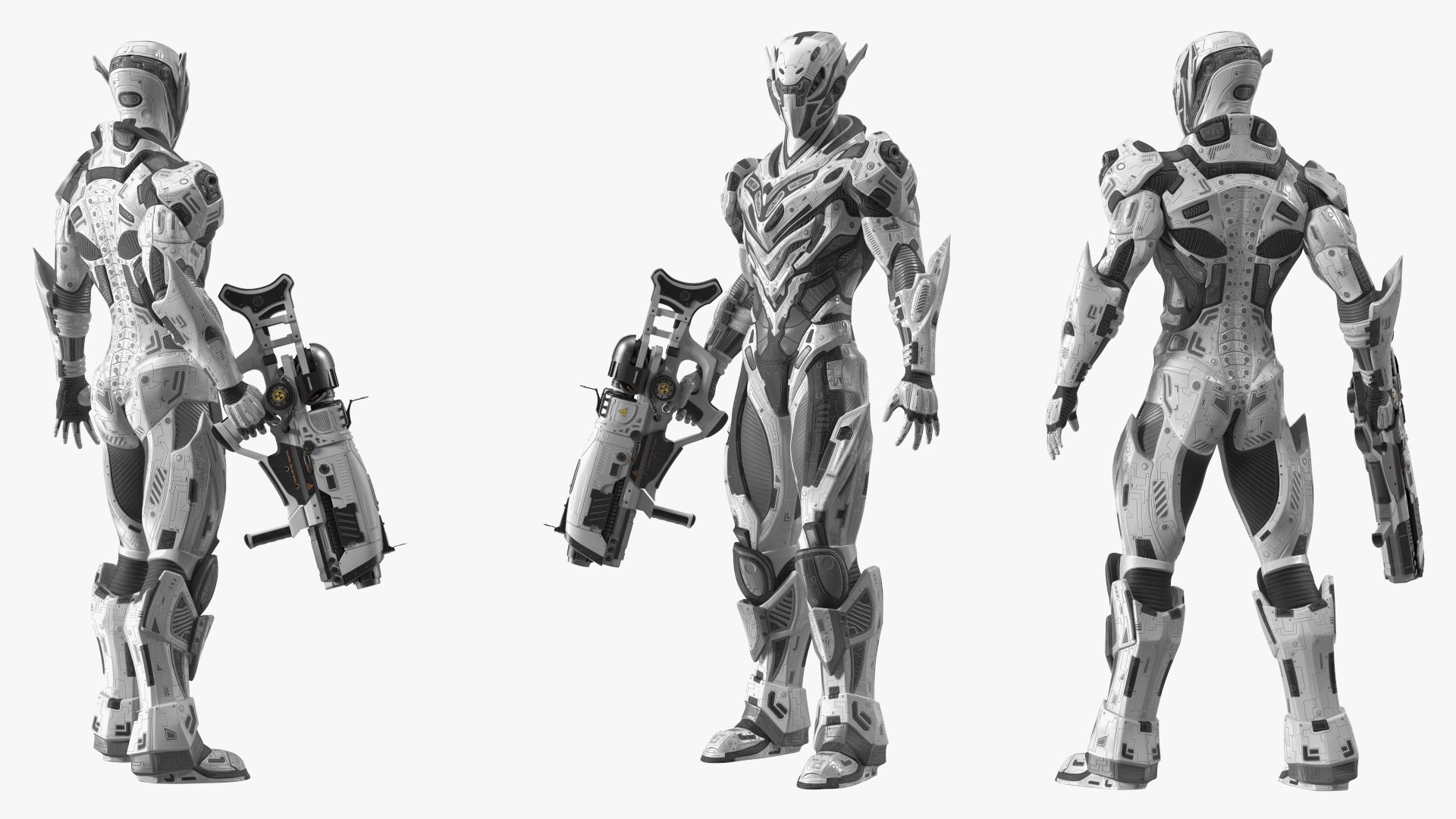 3D Sci-Fi Combat Robot Character With Weapon Model - TurboSquid 2268155