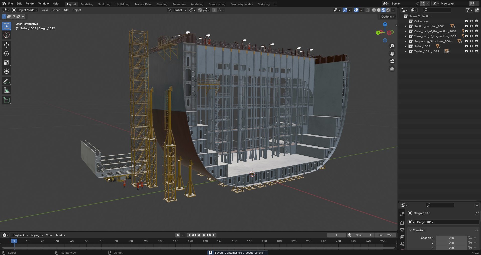 Container Ship Section 3D Model - TurboSquid 2279114