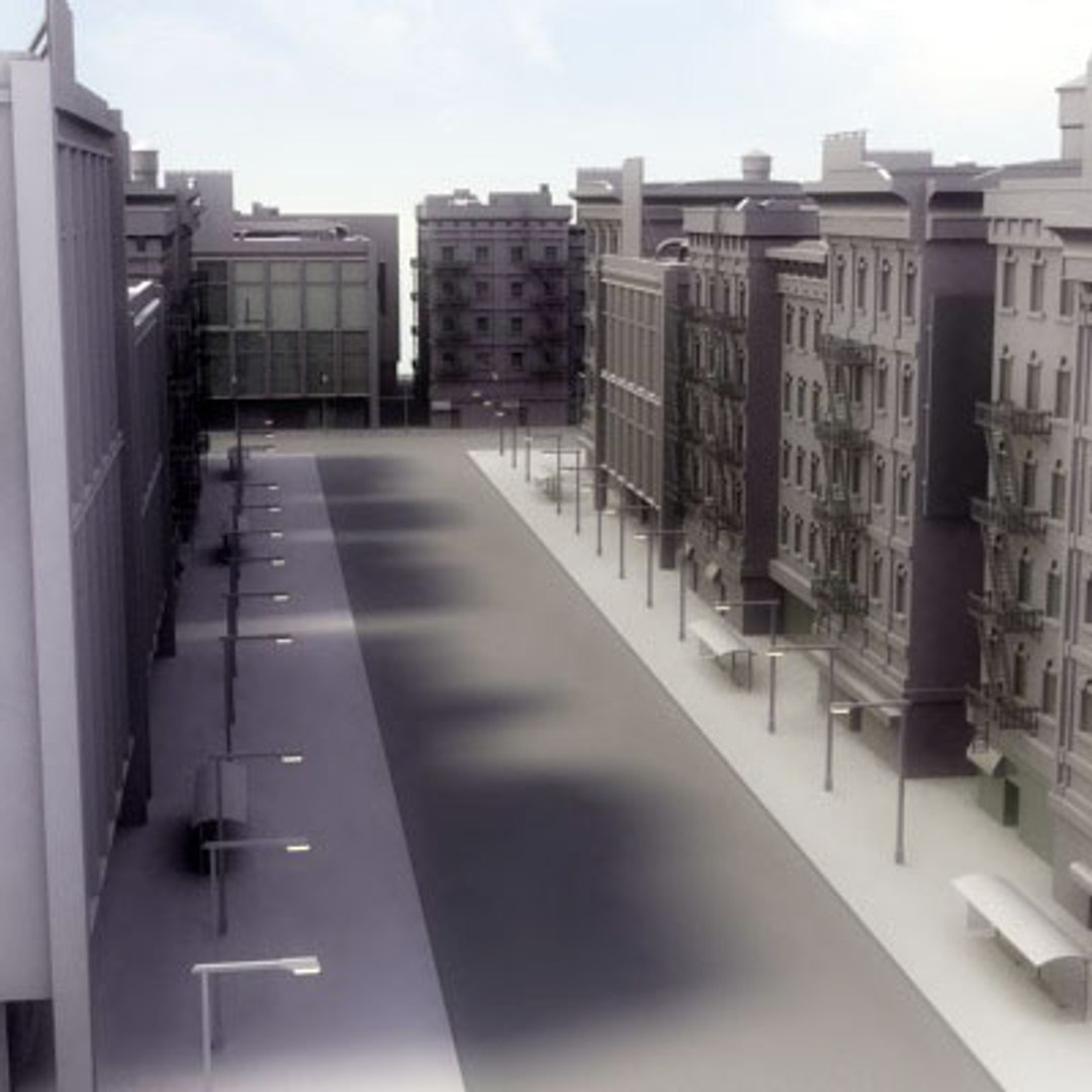 3d Model City Street Buildings