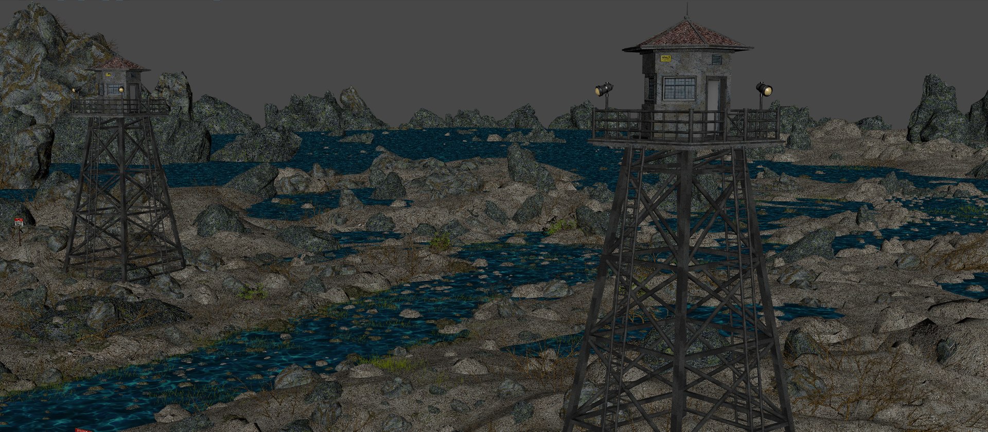 River Guard Towers Environment 3D Model - TurboSquid 1810097