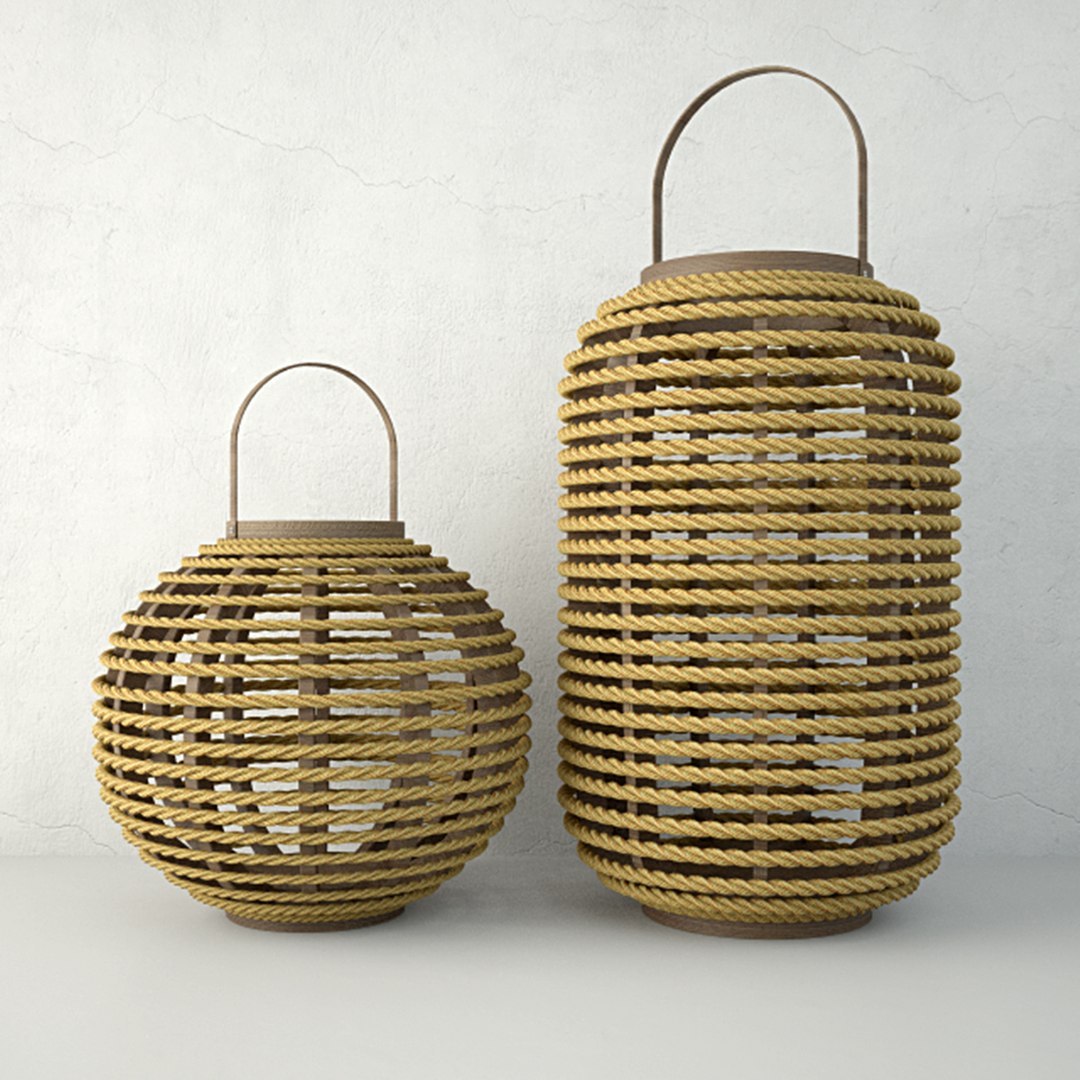 Bamboo Jute Lanterns Model - TurboSquid 1195657
