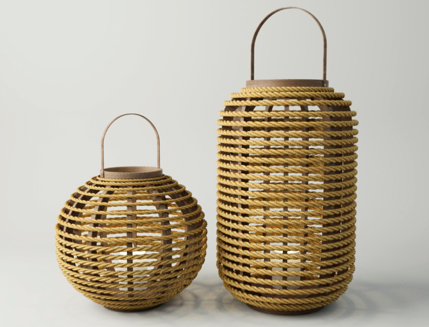 Bamboo Jute Lanterns Model - TurboSquid 1195657