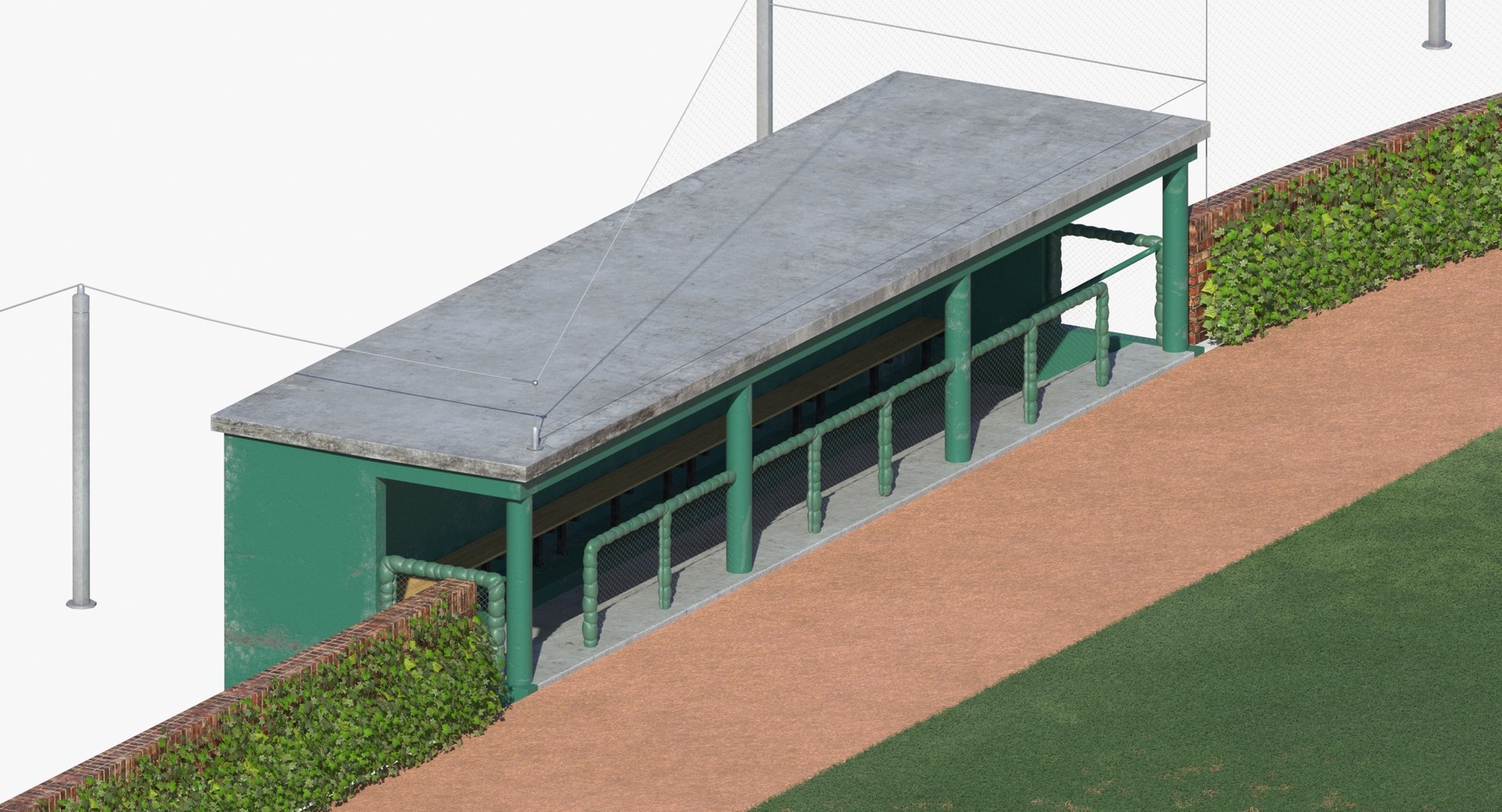3D Model Baseball Field Brick Wall - TurboSquid 1612764