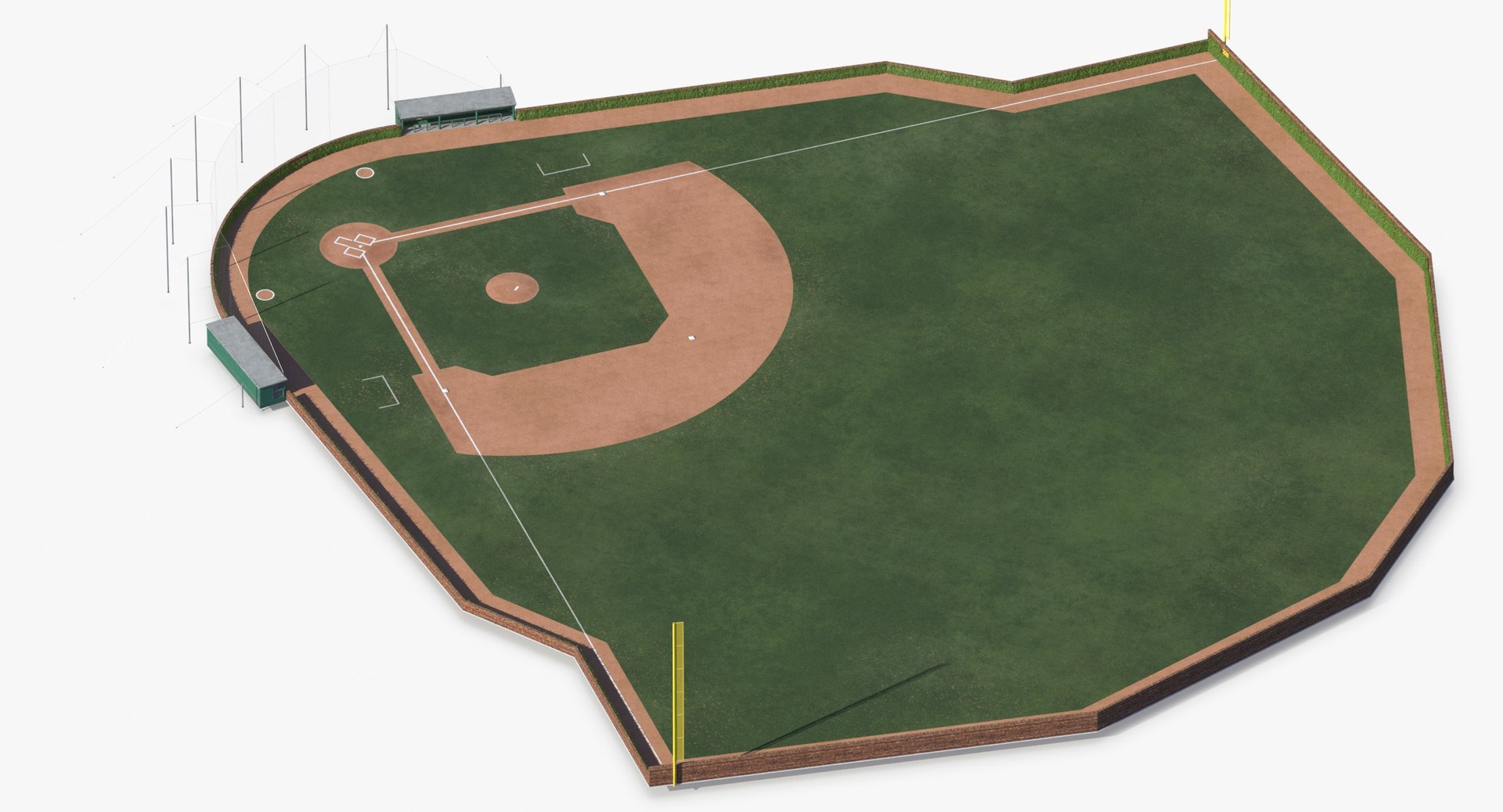 3D Model Baseball Field Brick Wall - TurboSquid 1612764