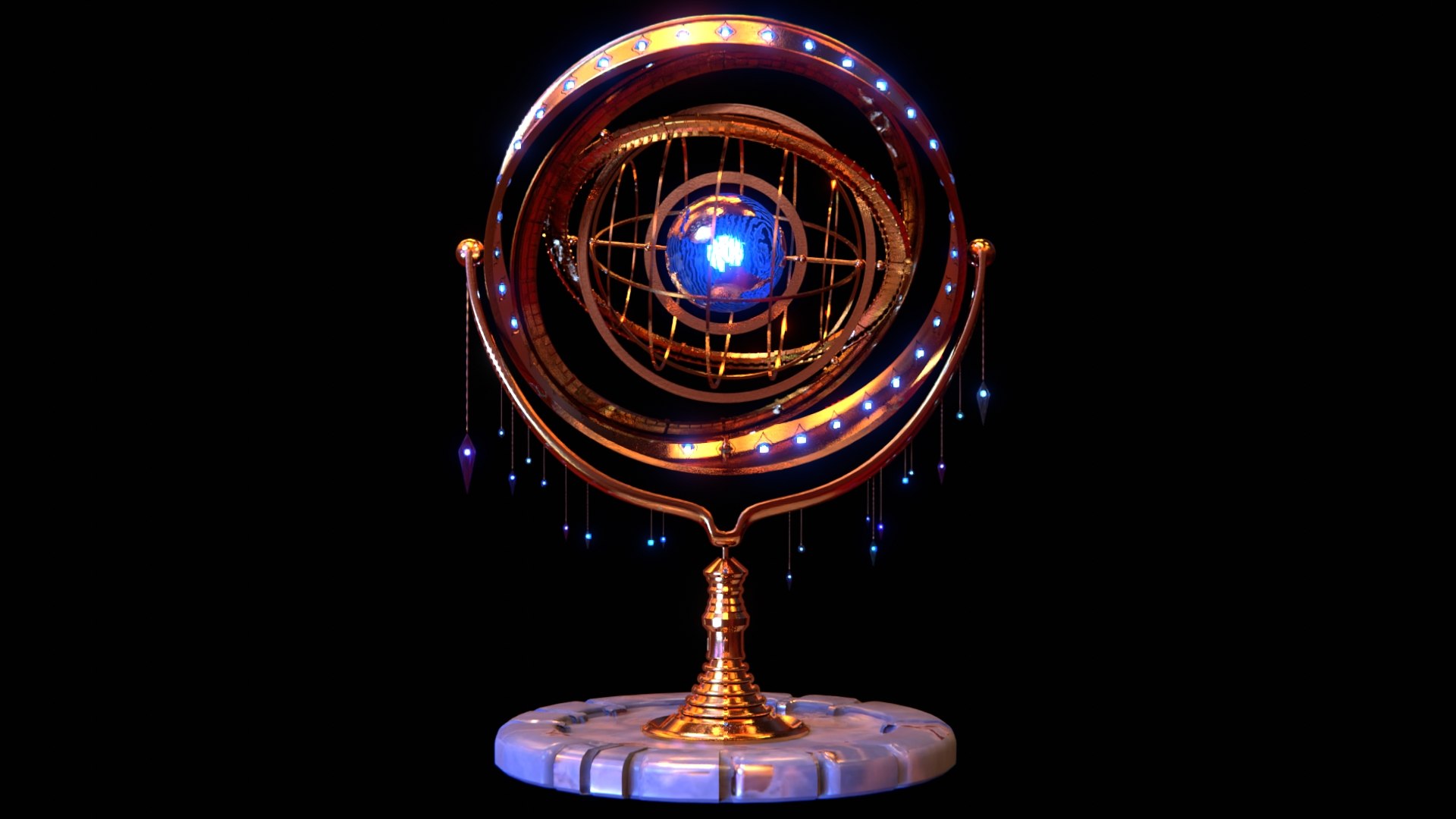 Magical Fantasy Animated Gyroscope Low-poly 3D Model 3D Model ...