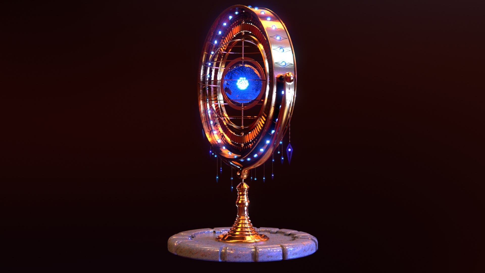 Magical Fantasy Animated Gyroscope Low-poly 3D Model 3D Model ...