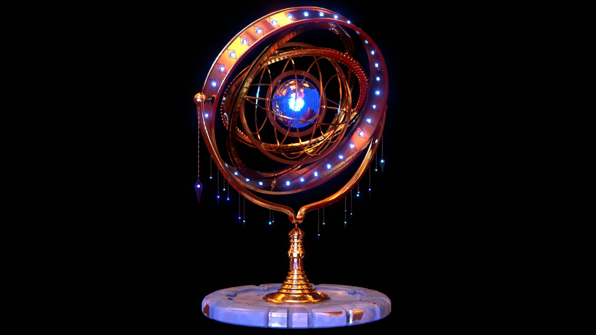 Magical Fantasy Animated Gyroscope Low-poly 3D Model 3D Model ...
