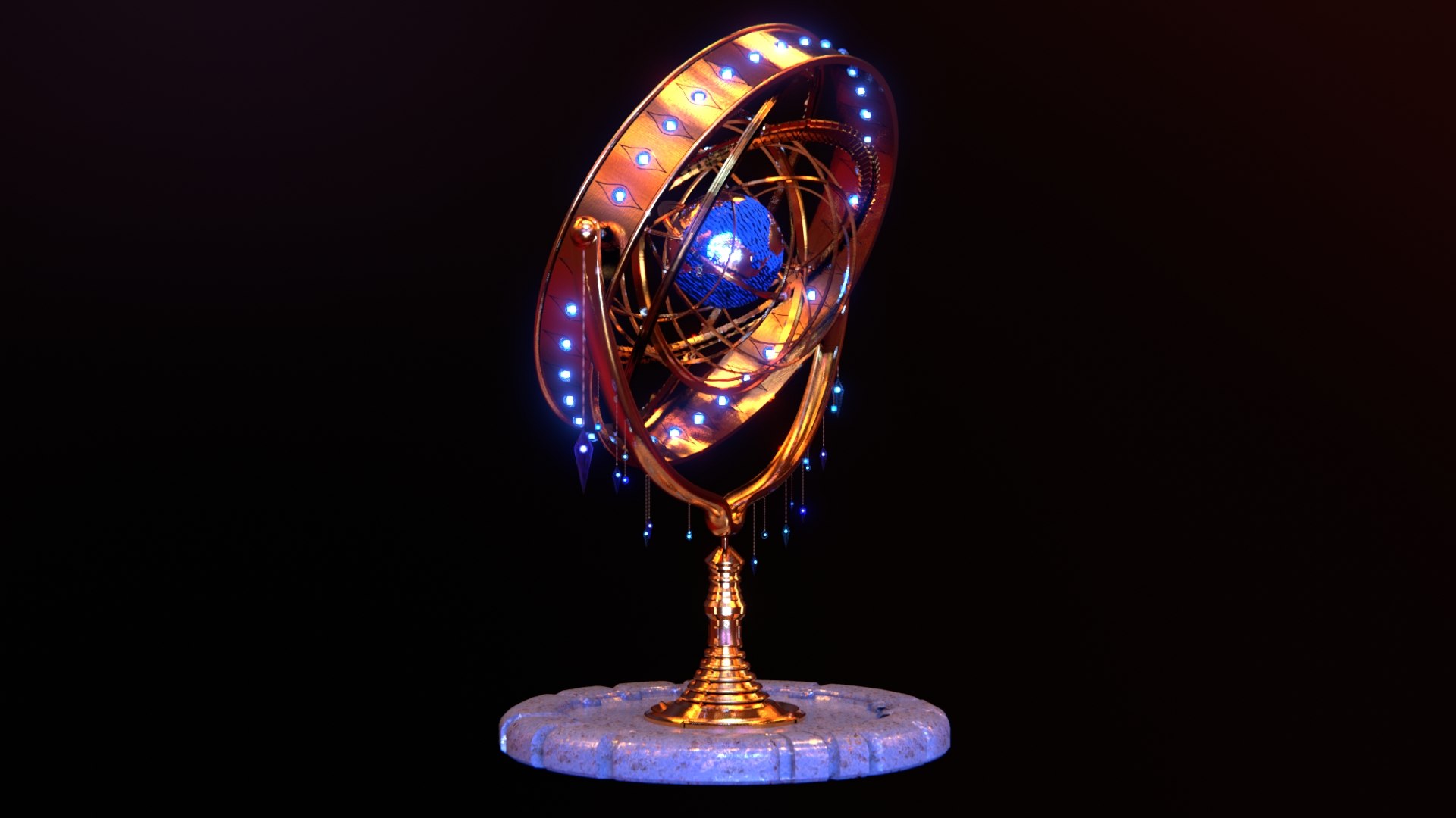 Magical Fantasy Animated Gyroscope Low-poly 3D Model 3D Model ...
