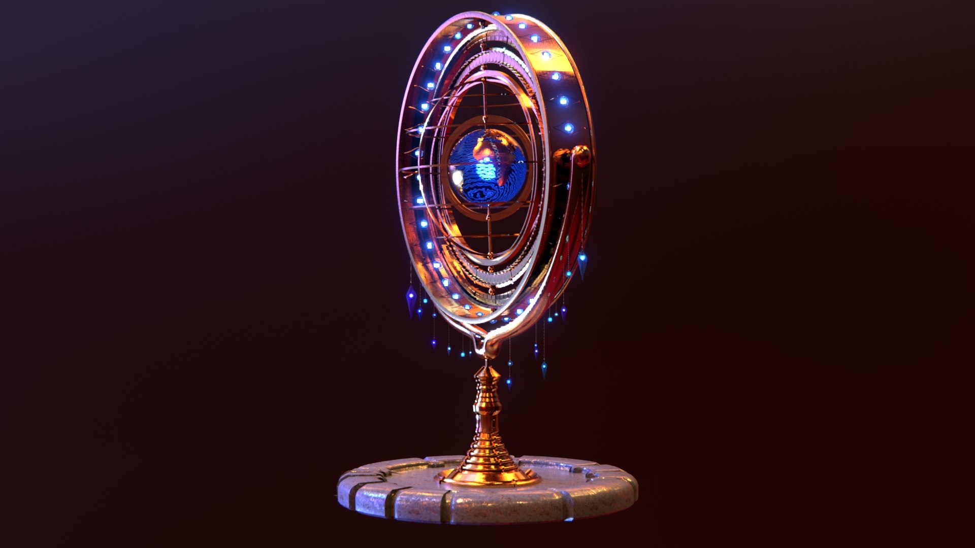 Magical Fantasy Animated Gyroscope Low-poly 3D Model 3D Model ...