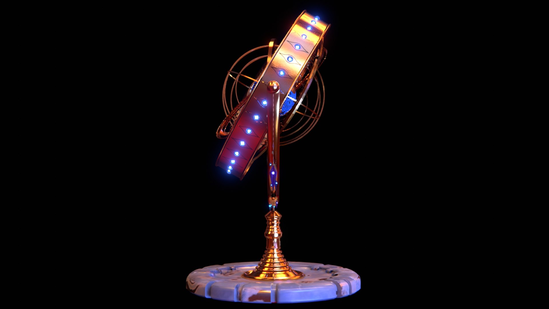 Magical Fantasy Animated Gyroscope Low-poly 3D Model 3D Model ...