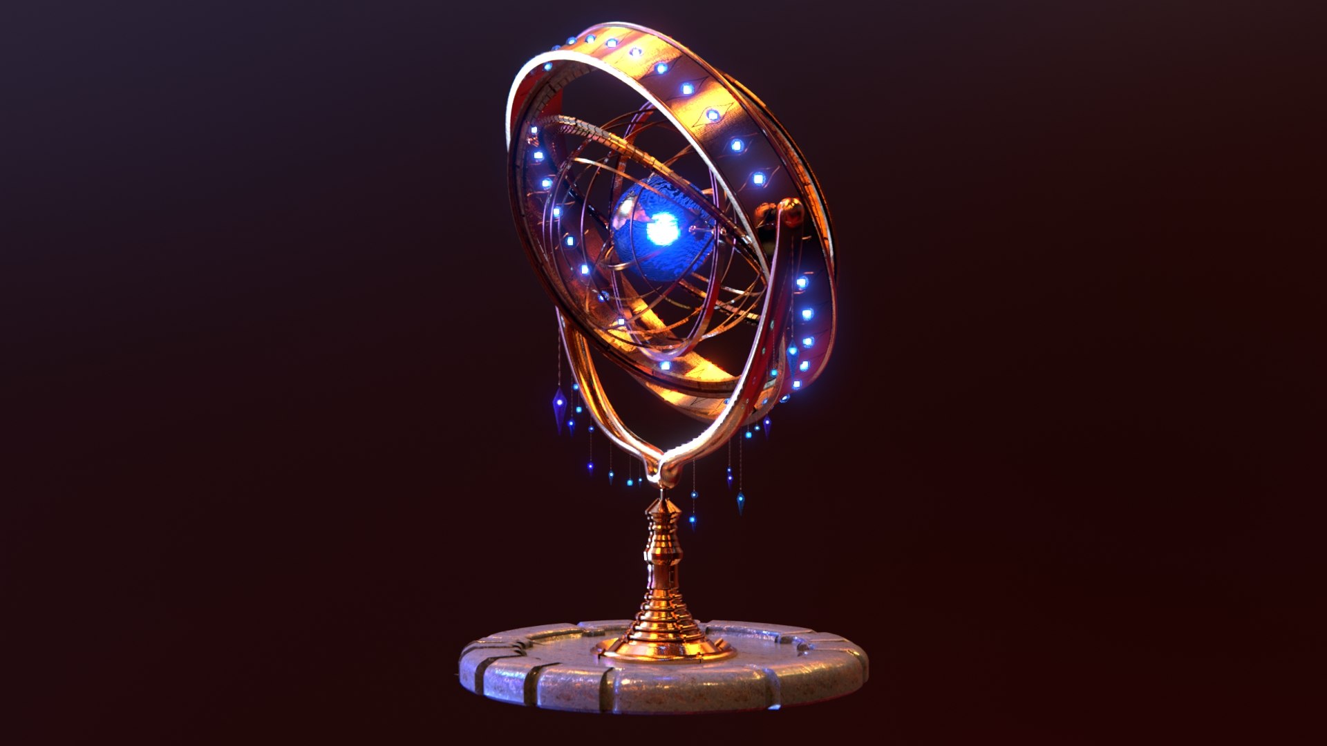 Magical Fantasy Animated Gyroscope Low-poly 3D Model 3D Model ...