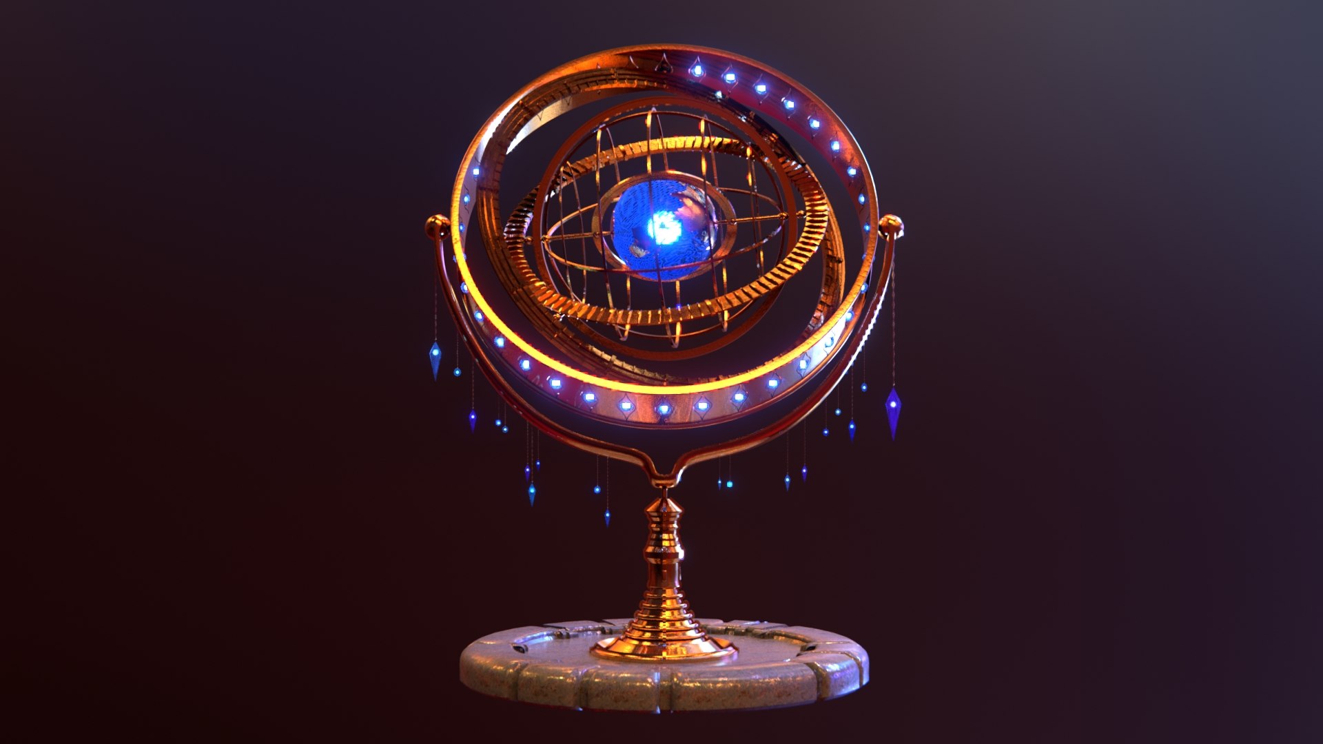 Magical Fantasy Animated Gyroscope Low-poly 3D Model 3D Model ...